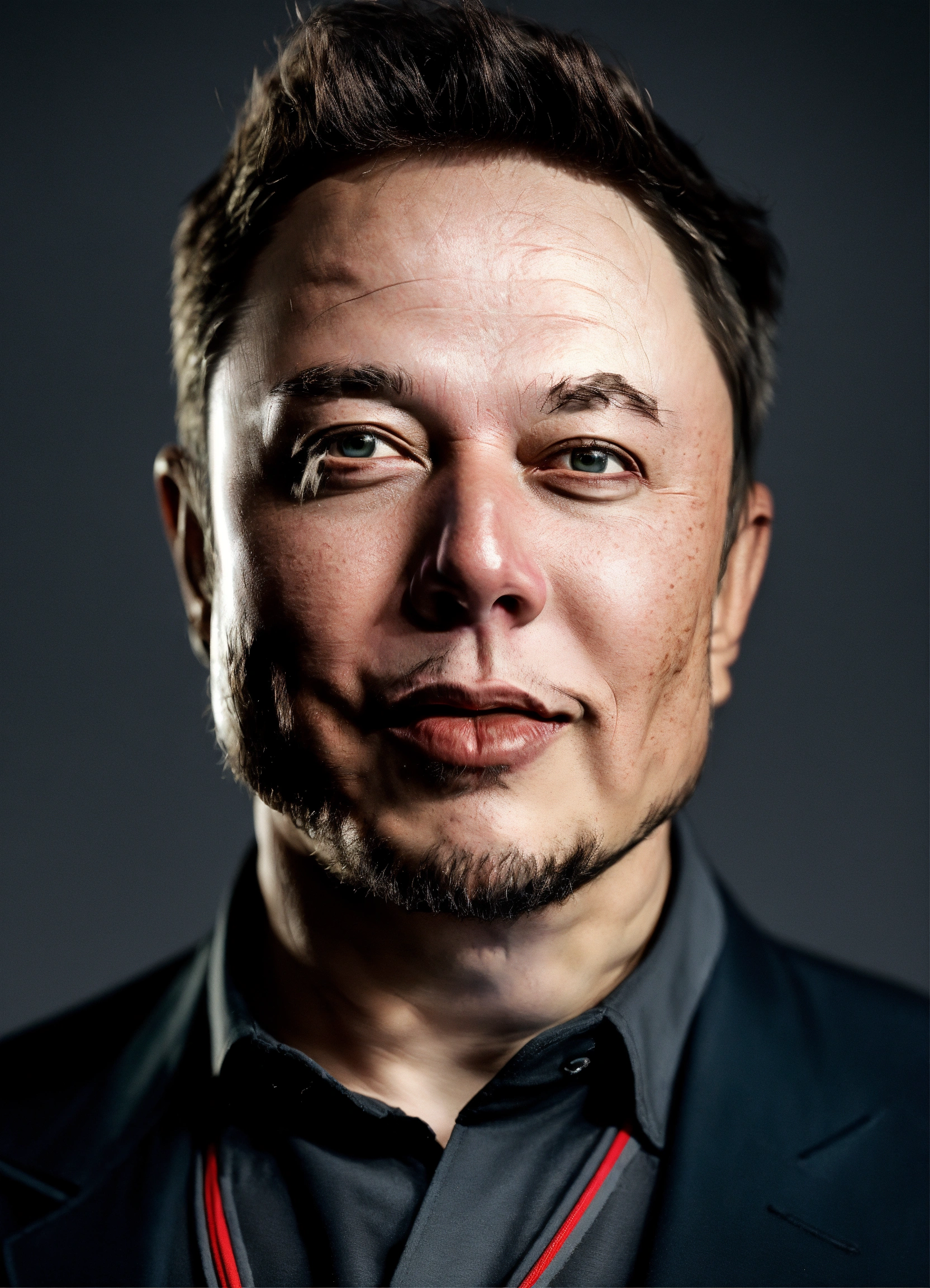 Lexica - Elon Musk, black background, evil.