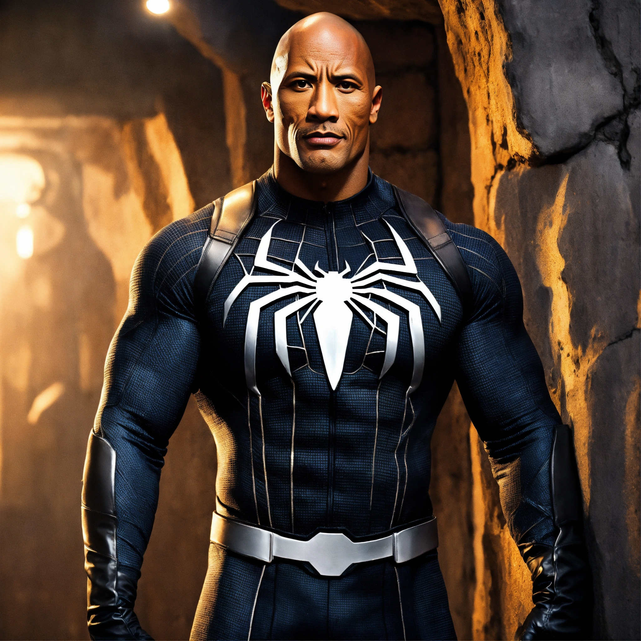 Lexica - Face focus shot, 1 man, solo, Dwayne Johnson as Spider-Man ...