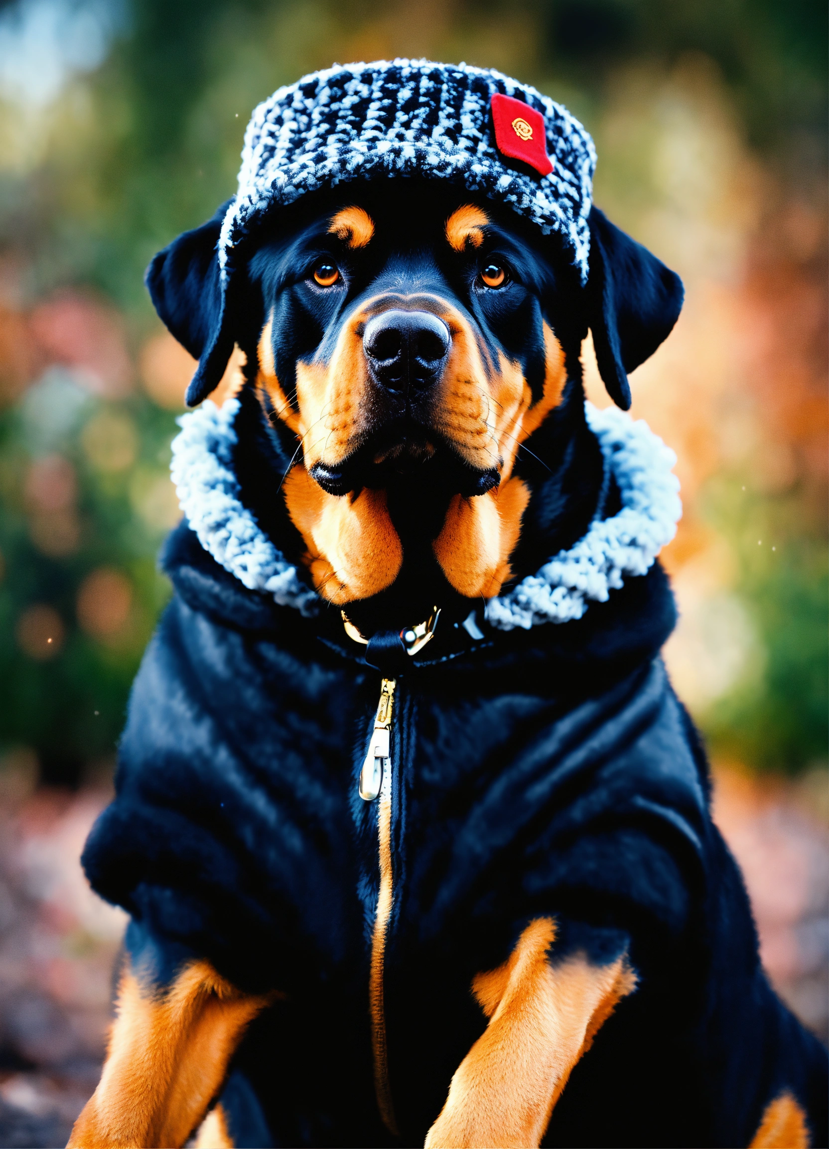 Lexica - Cool Rottweiler with a winter hat on growling art style 8k ...