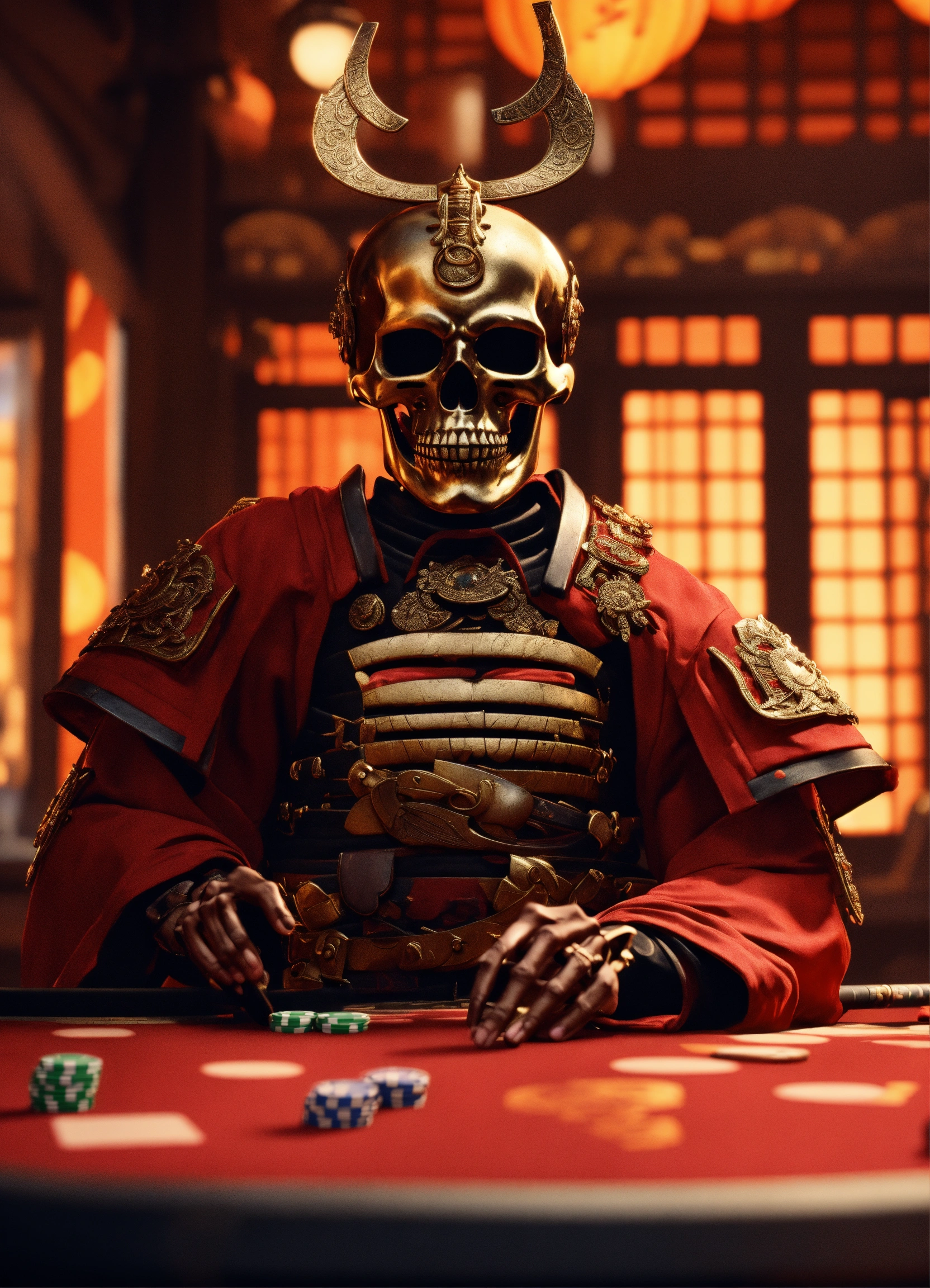 Lexica - Skeleton of a samurai with a katana in his hands in the ...