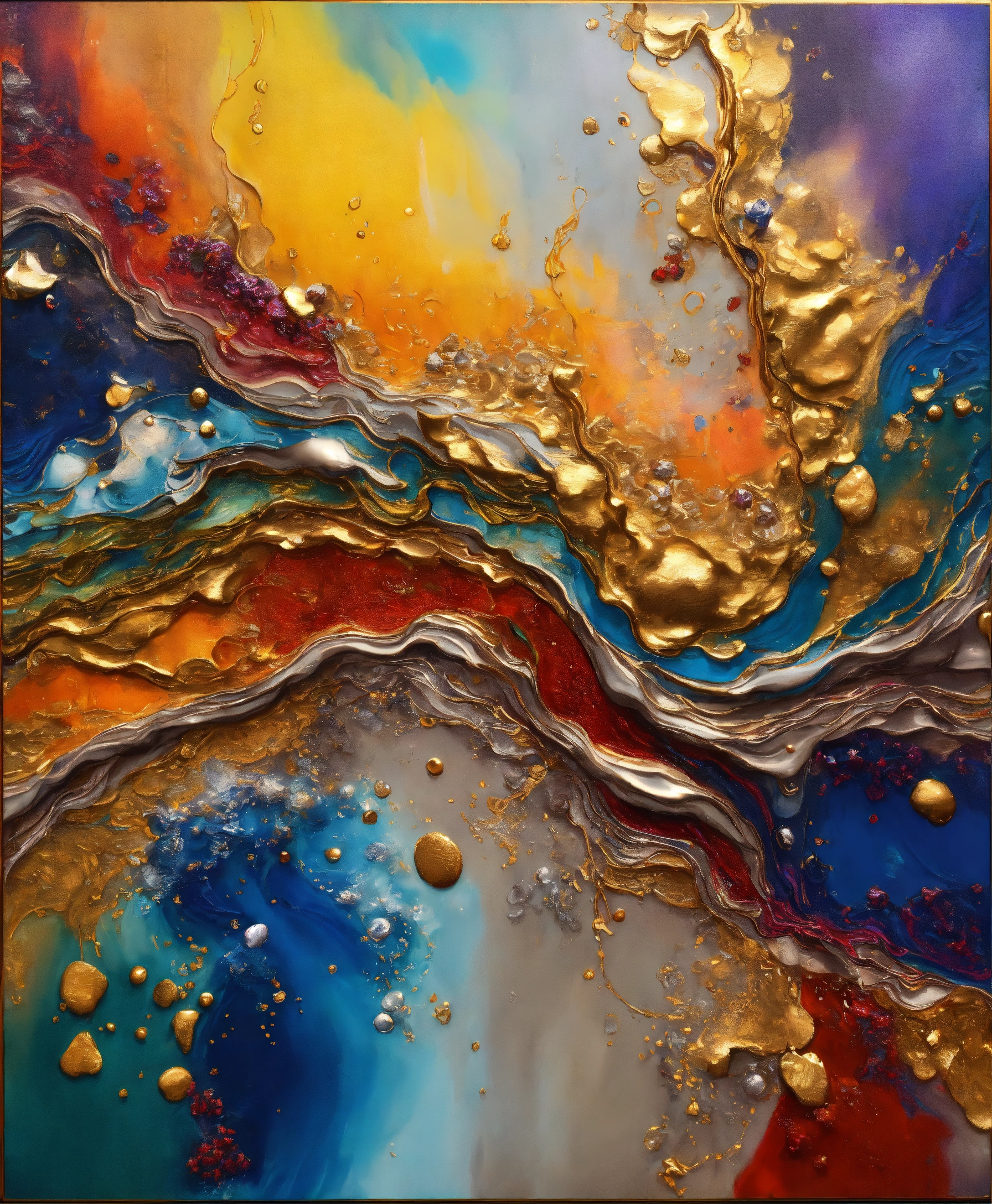 Lexica - Colorful abstract painting oil and water complex complicated ...