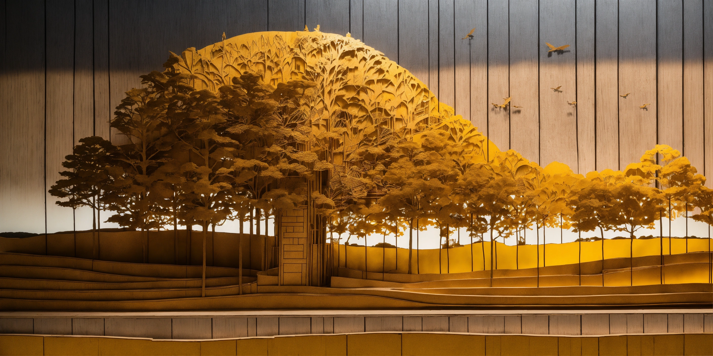 Lexica - 2d laser cut, landscape sculpture layered, RURAL, golden ratio