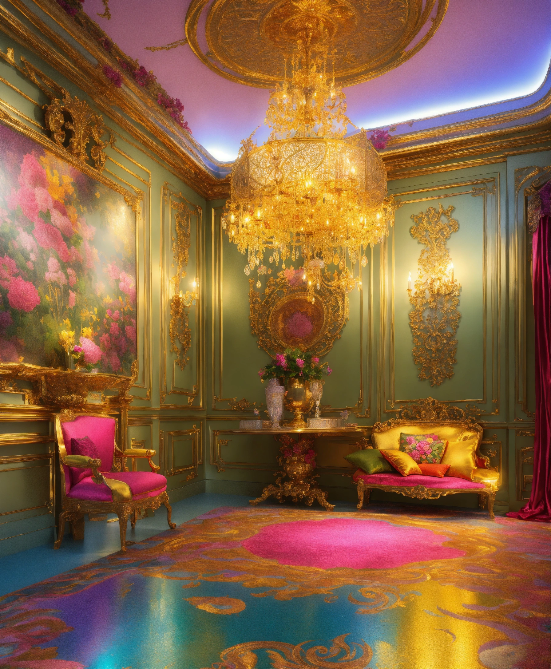 Lexica - Futuristic beautiful French mansion interior glamorous ...