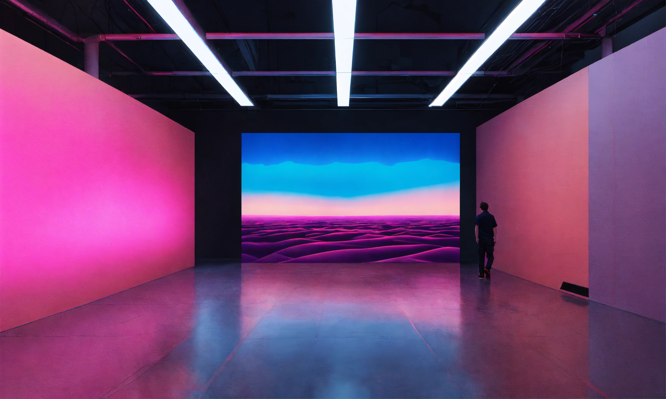 Lexica - A huge, digital art frame in the centre of a modern art ...