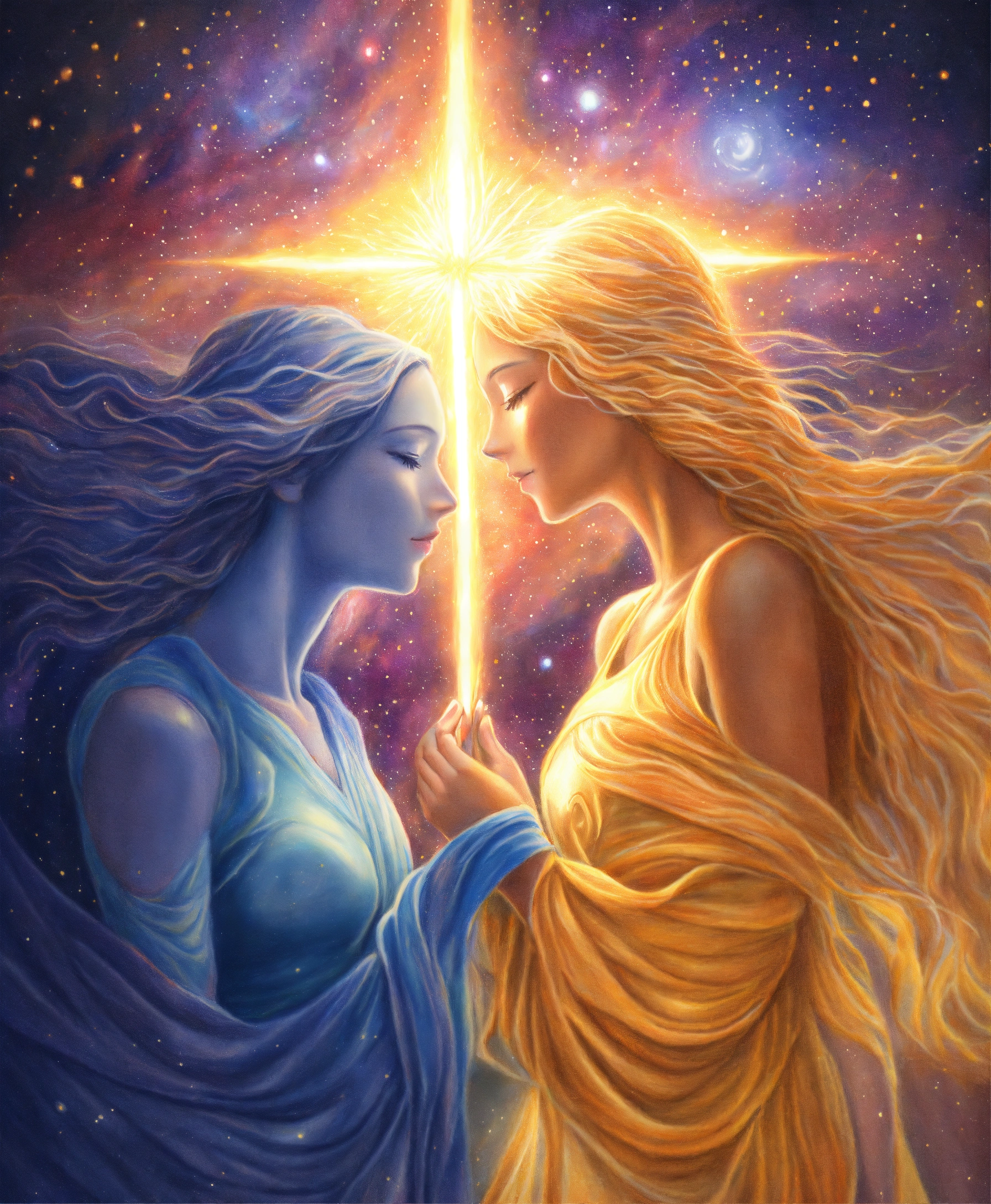 Lexica - Colored pencil drawing full view of a spiritual golden light ...