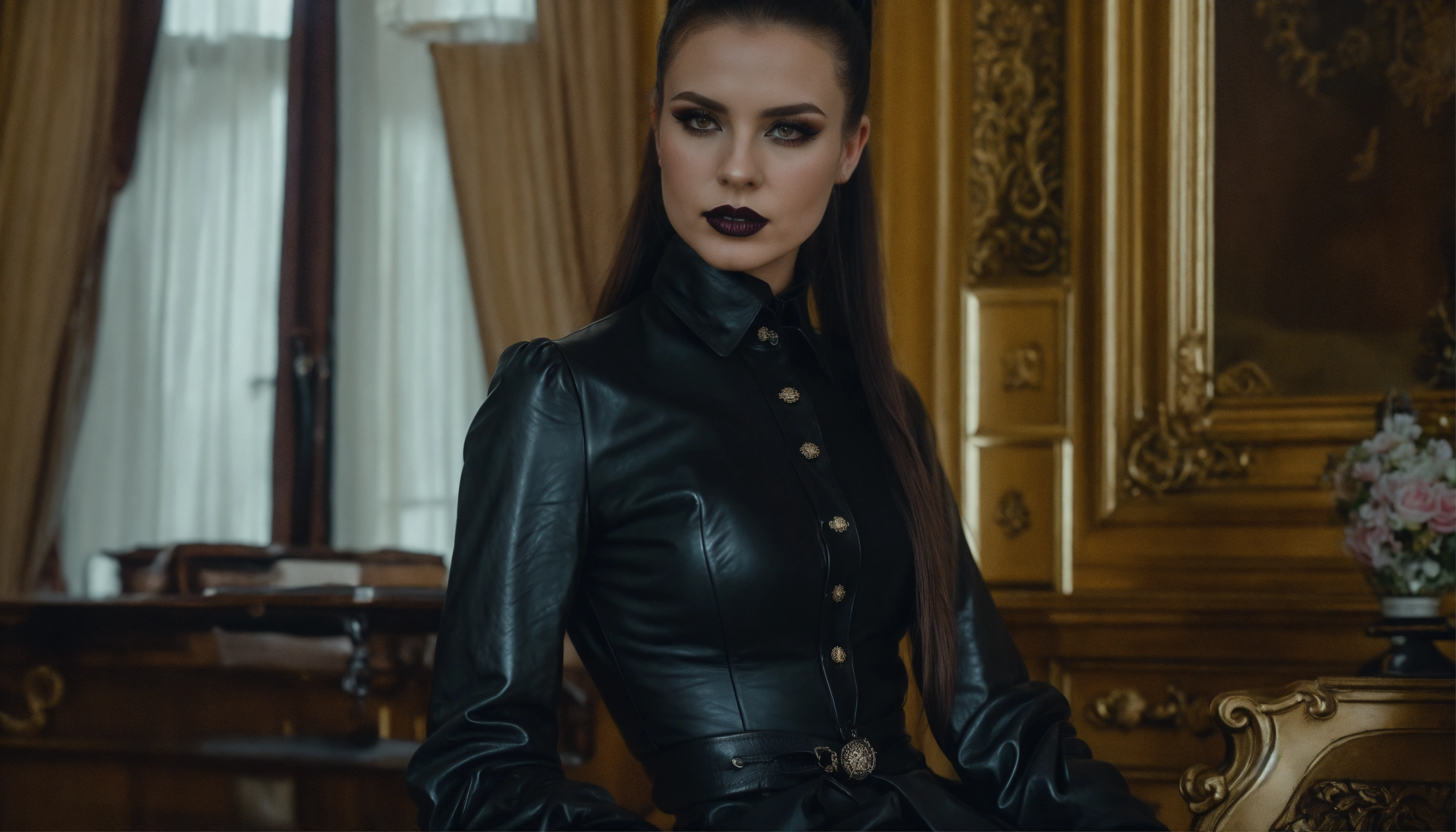 Lexica - Stunning european mistress woman fashion model sitting ...