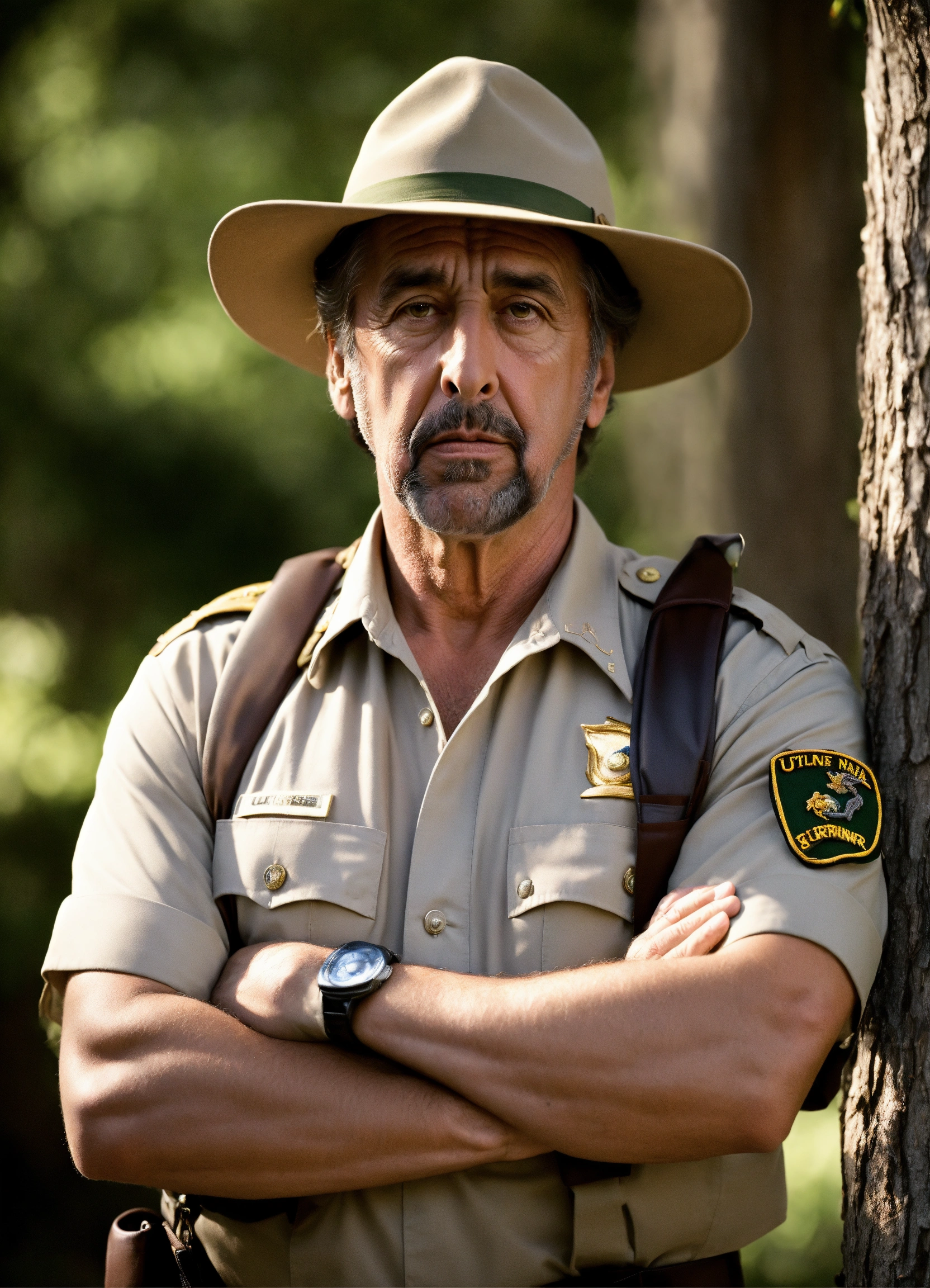Lexica - Scared man, US PARK RANGER, FRONT VIEW, casual clothes, arms ...