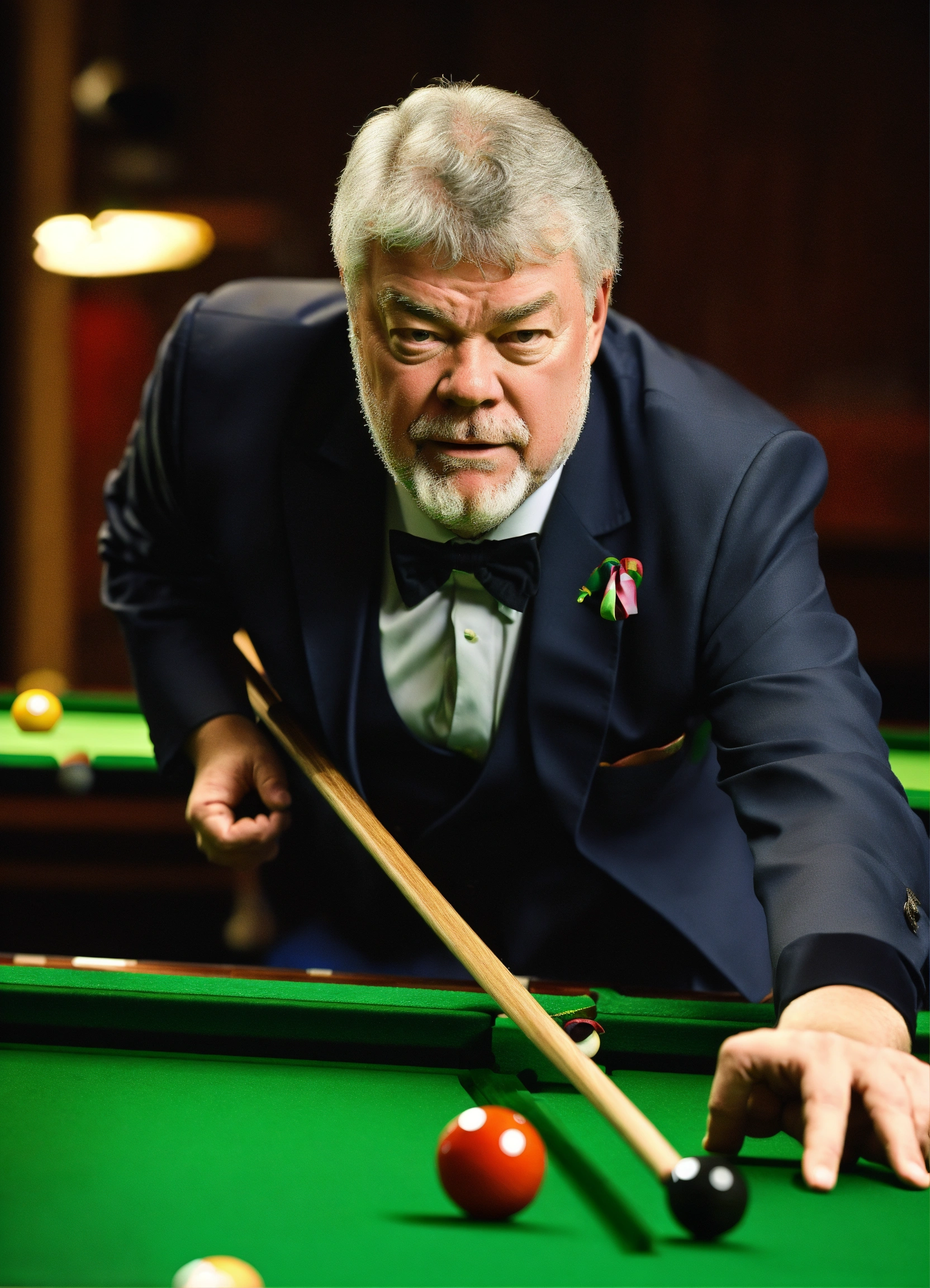 Lexica - Matthew Kelly playing snooker with an extra long snooker cue ...