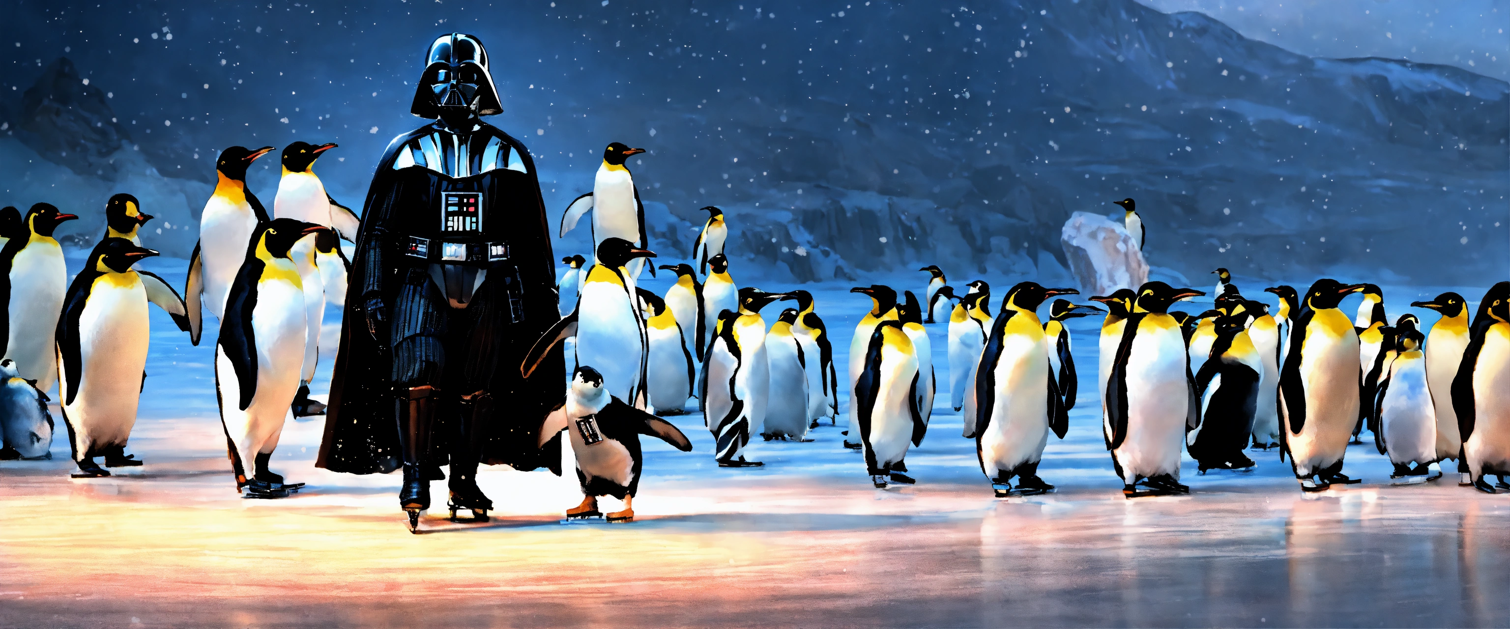 Lexica - Darth vader ice skating with penguins