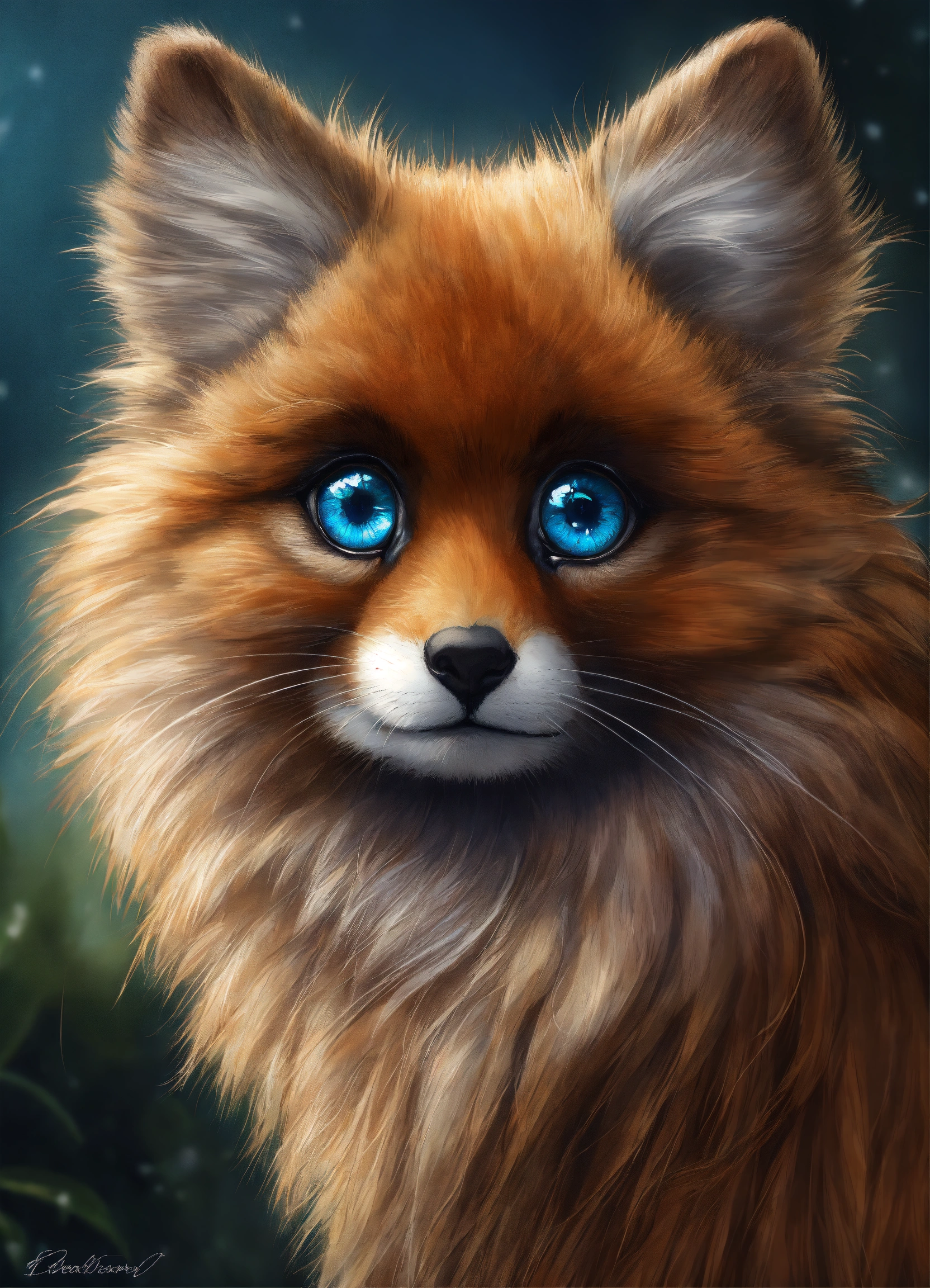 Lexica - Beautiful little furry brown creature with blue eyes perfect ...