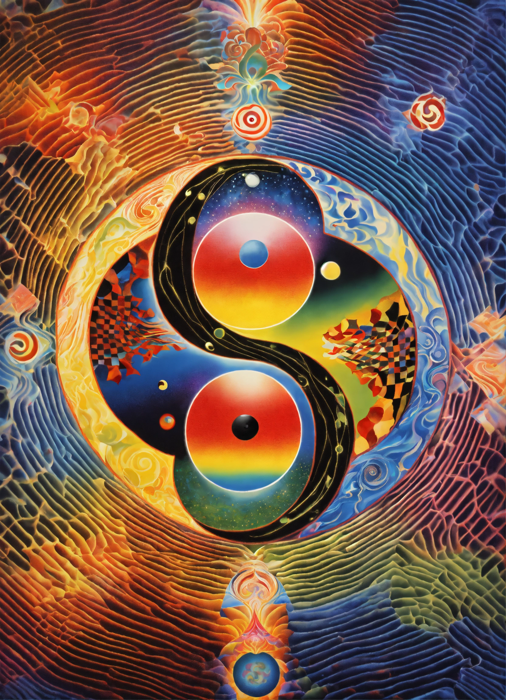 Lexica - Japanese vintage poster, ying yang bring merging into another ...