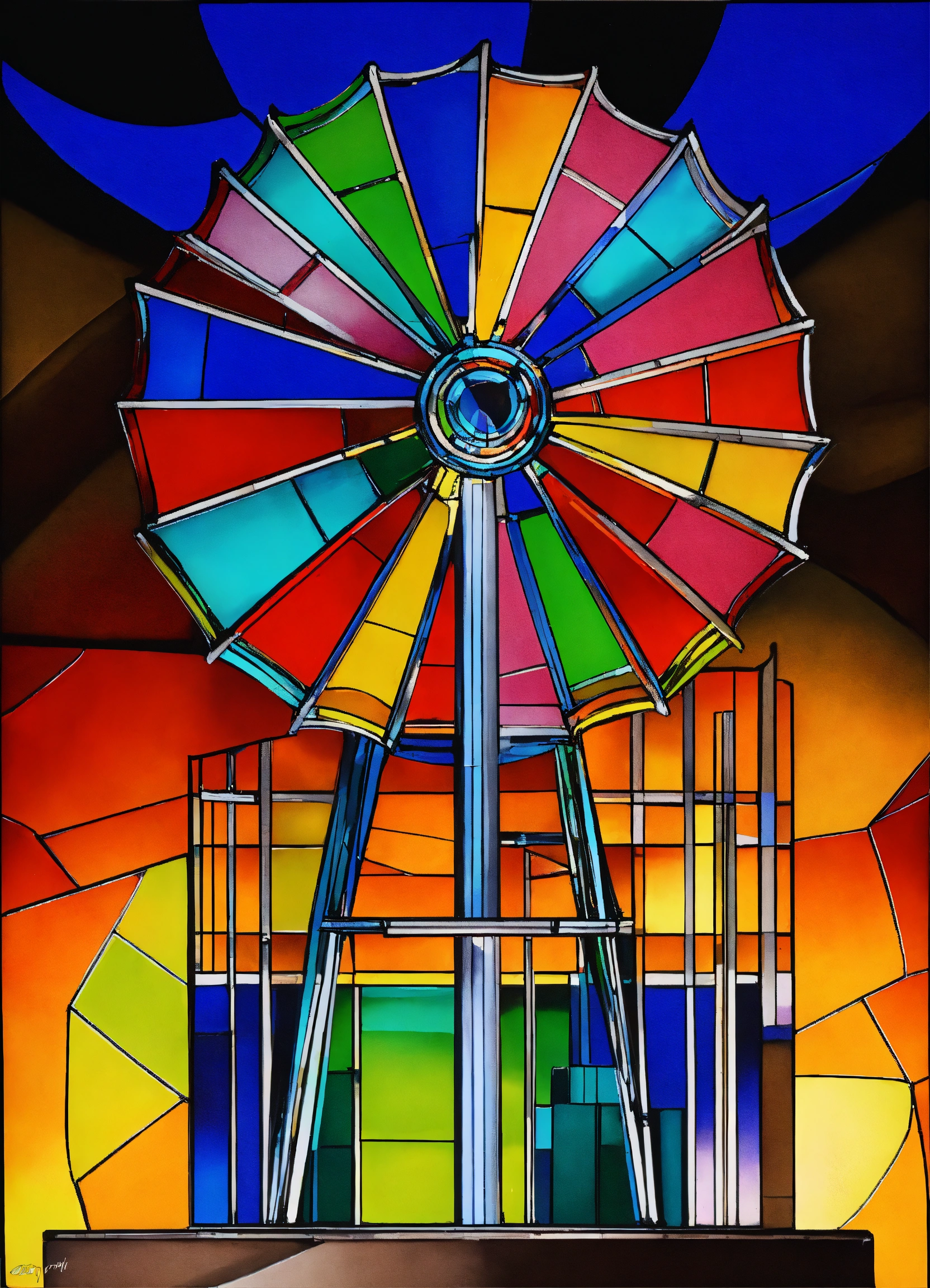 Lexica - Rainbow glass art deco windmill