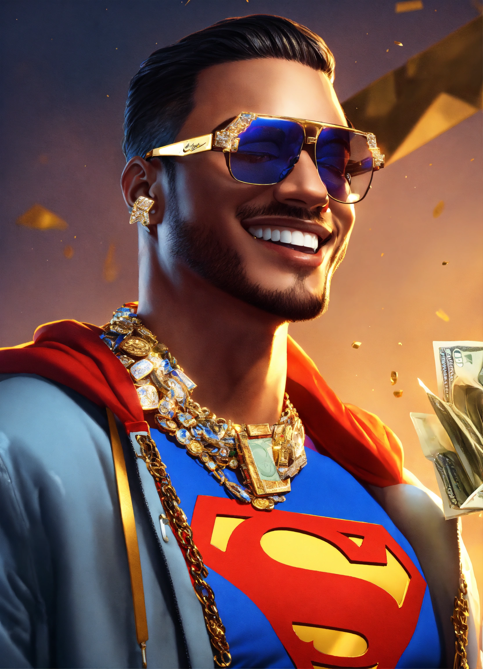 Lexica - Superman in Balenciaga outfit and diamonds gold teeth grill ...