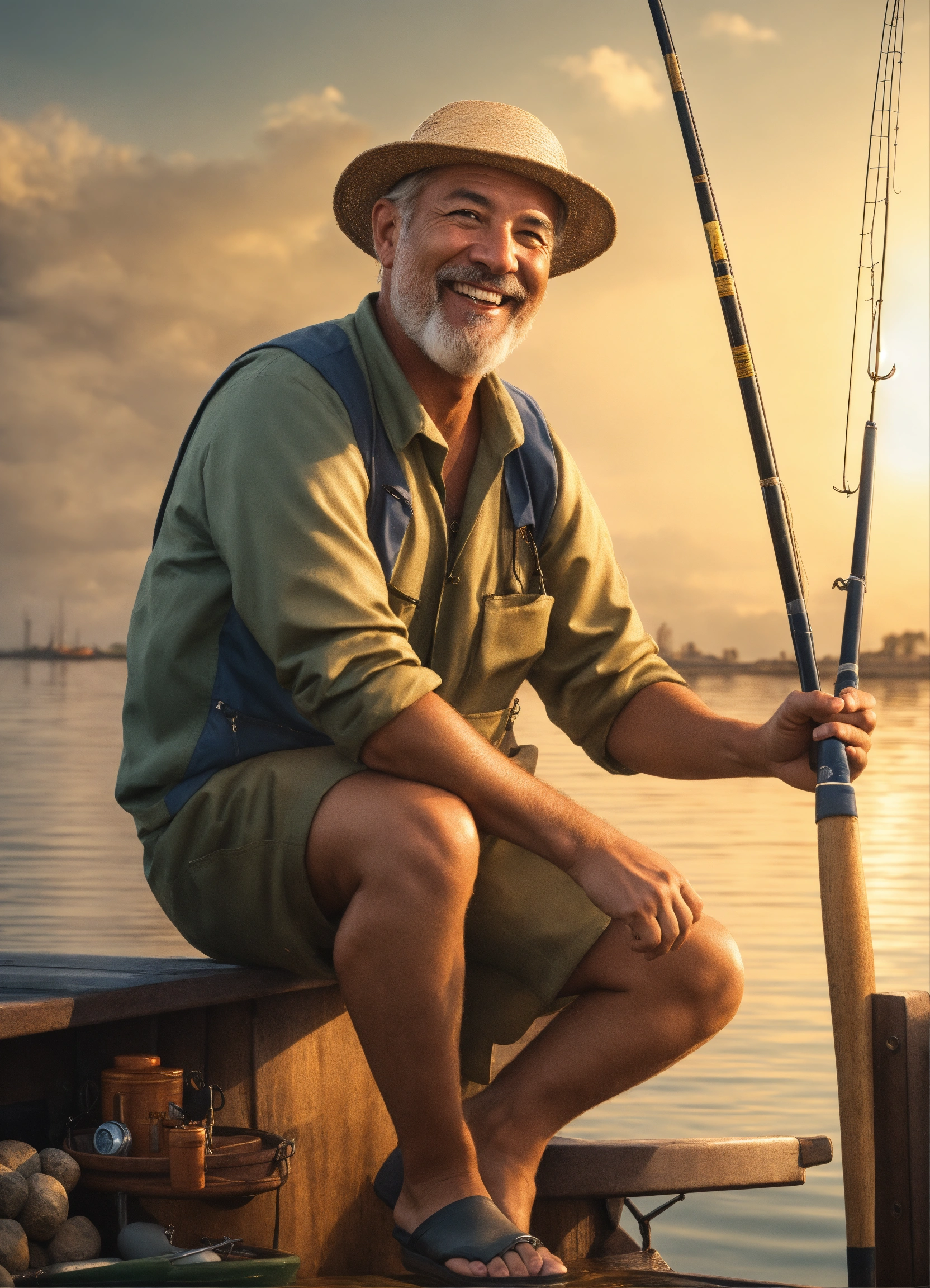 Lexica - Happy fisherman, photorealistic 4K