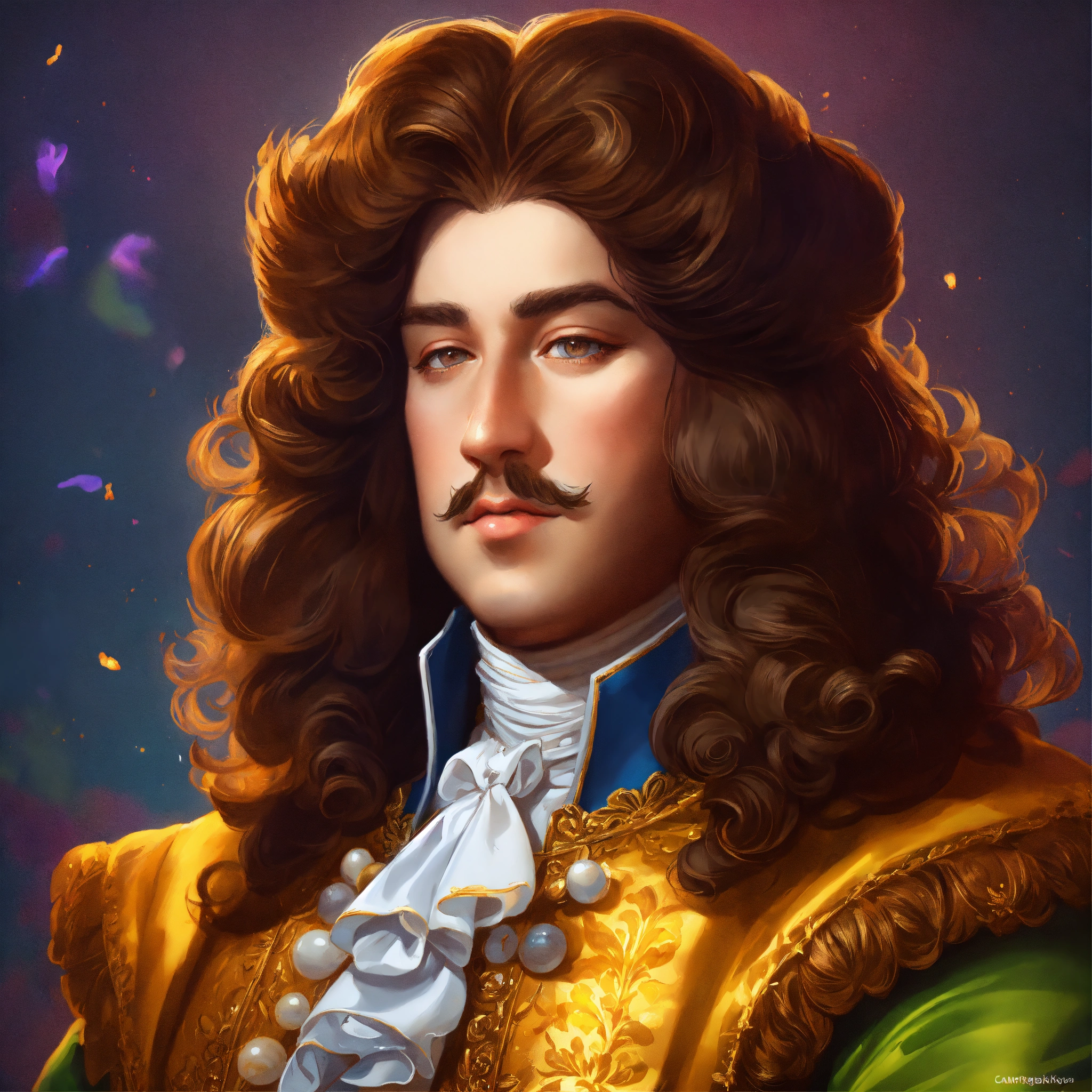 Lexica - Louis XIV, realistic cartoon oil paint, 2D illustration style ...