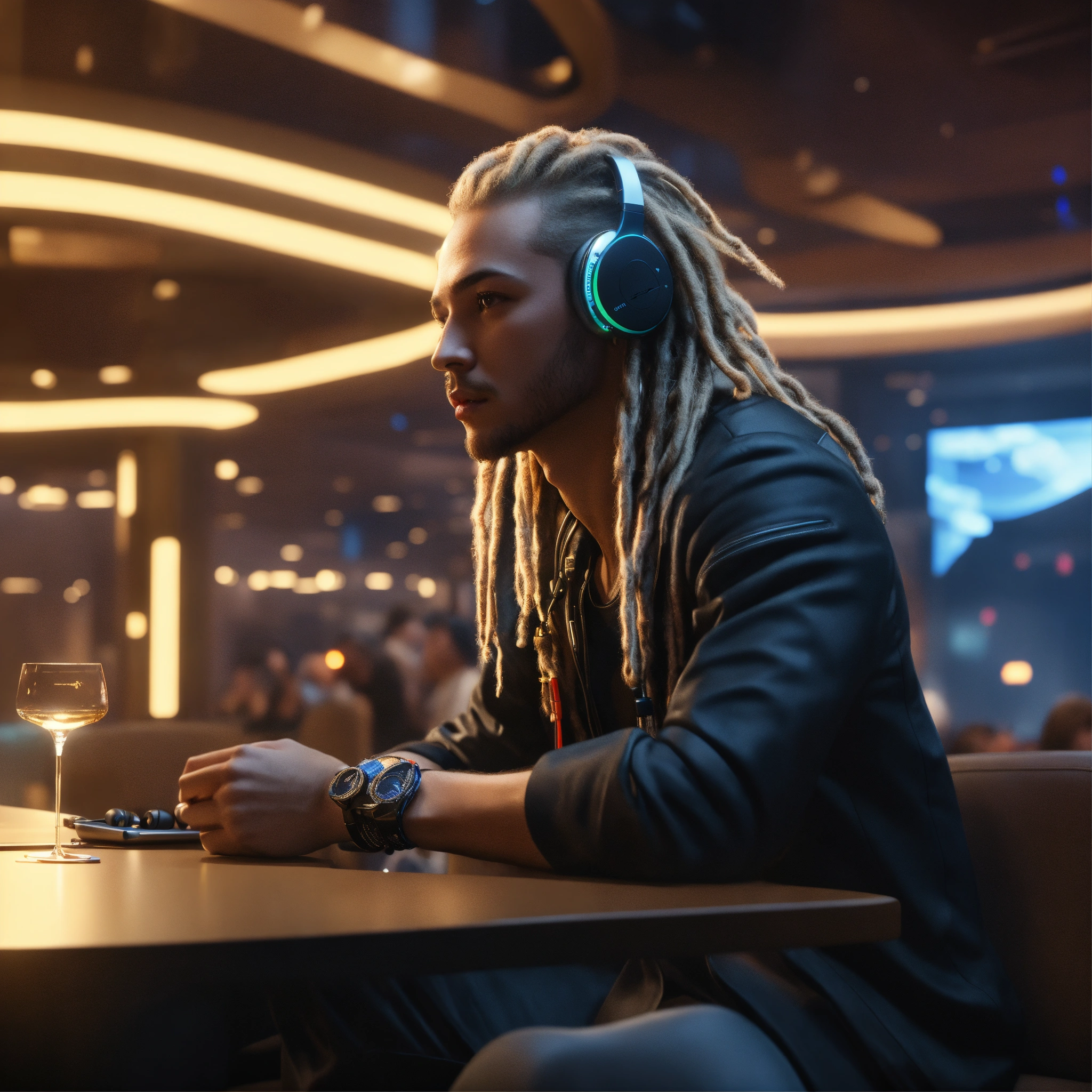 Lexica - Zoom out on a scruffy blonde dreadlock male rockstar wearing ...