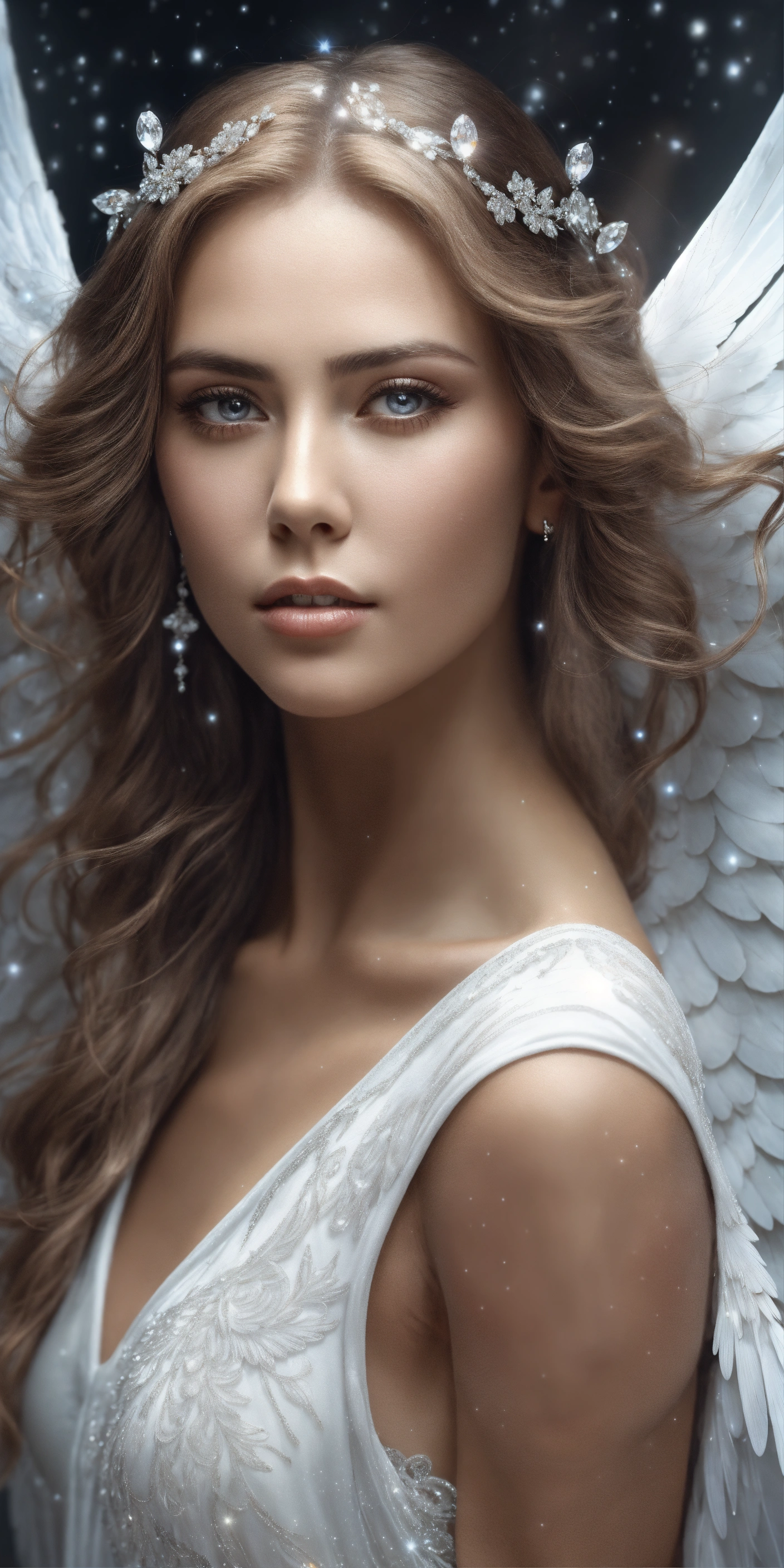 Lexica - Beautiful and perfect Angel woman with white angel wings with ...