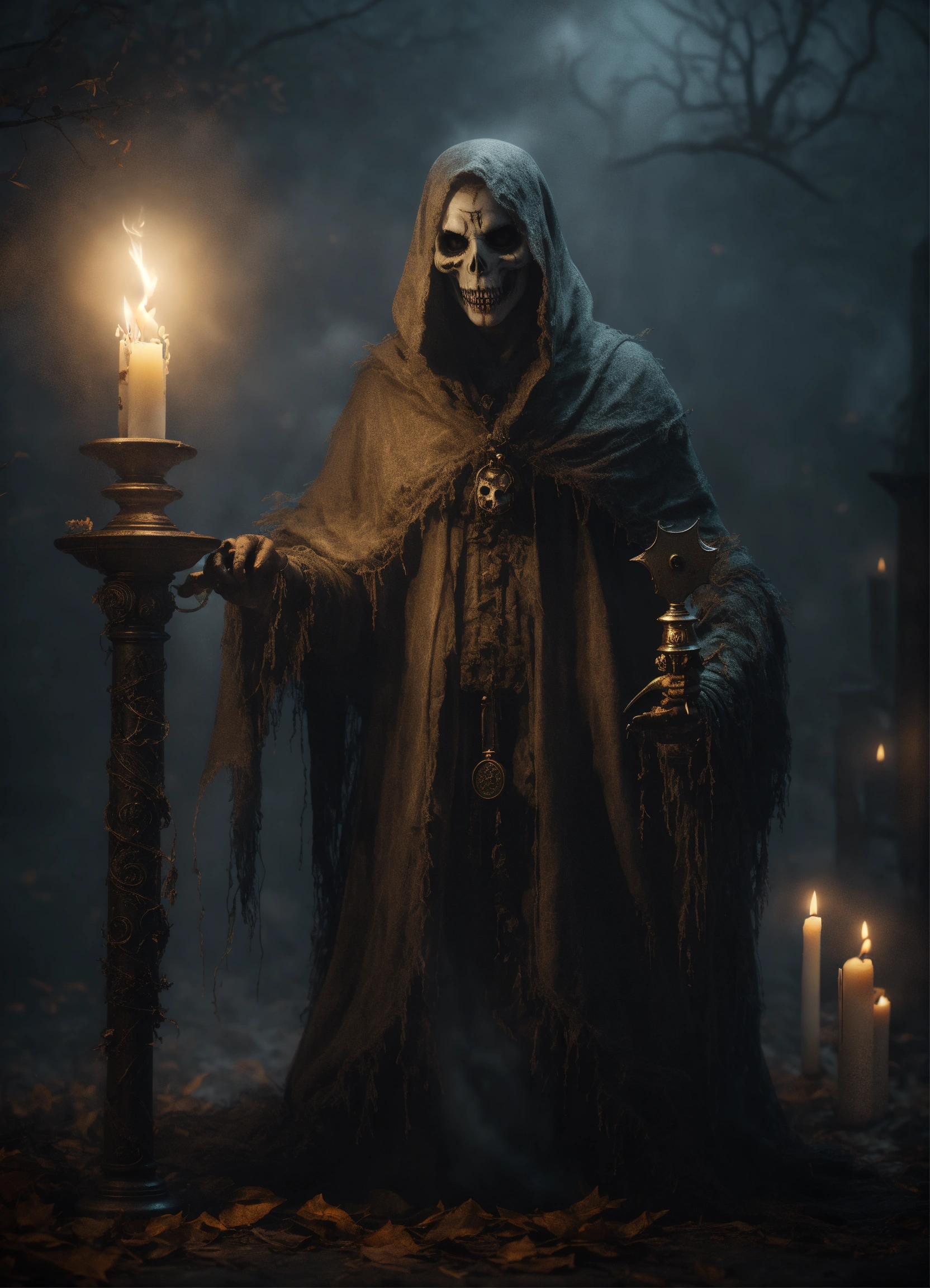 Lexica - A very scary ghost holding a large knife, Halloween, night ...