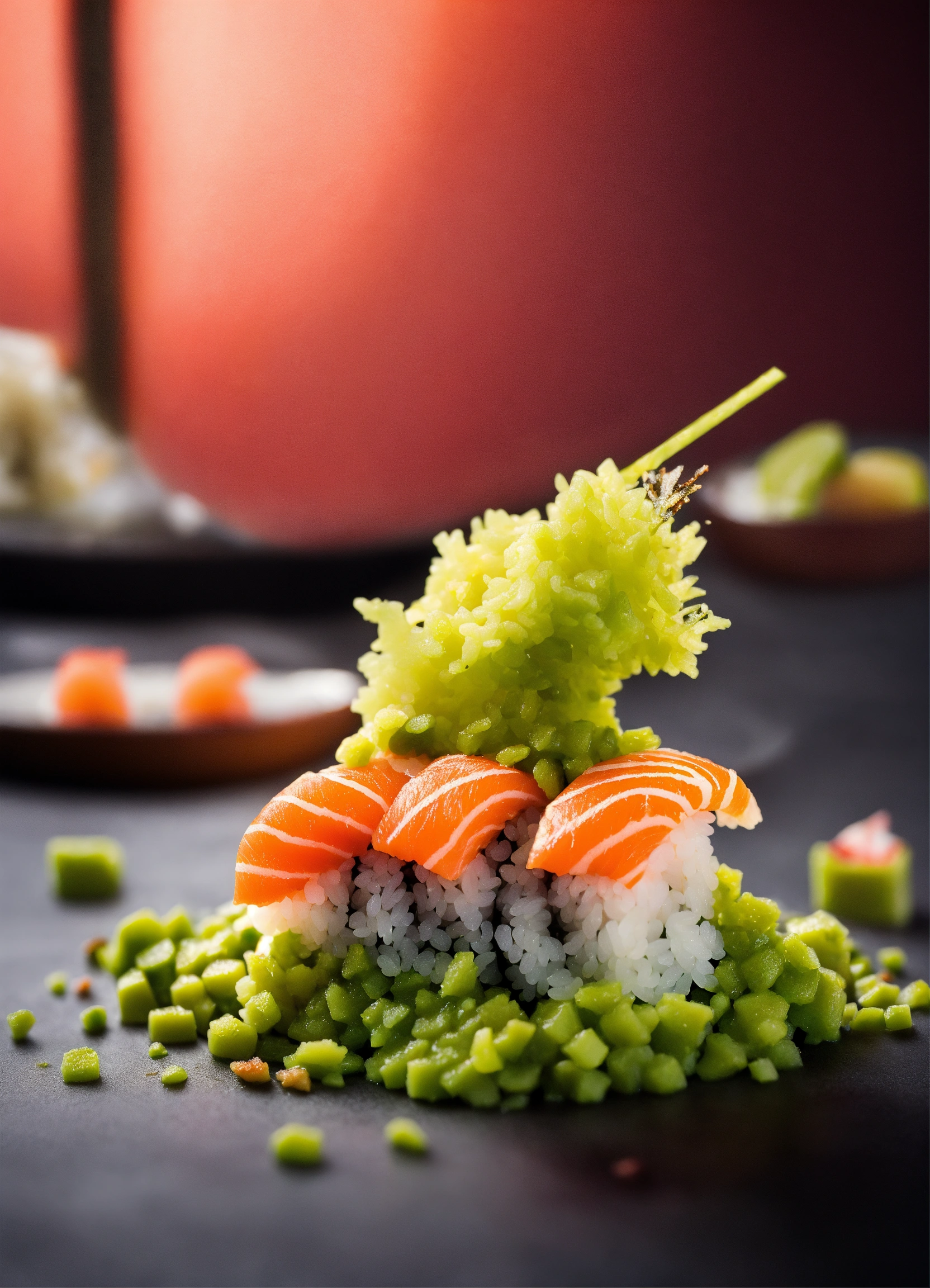 Lexica - A perfect sushi made out of wasabi and fish explosion, surreal ...