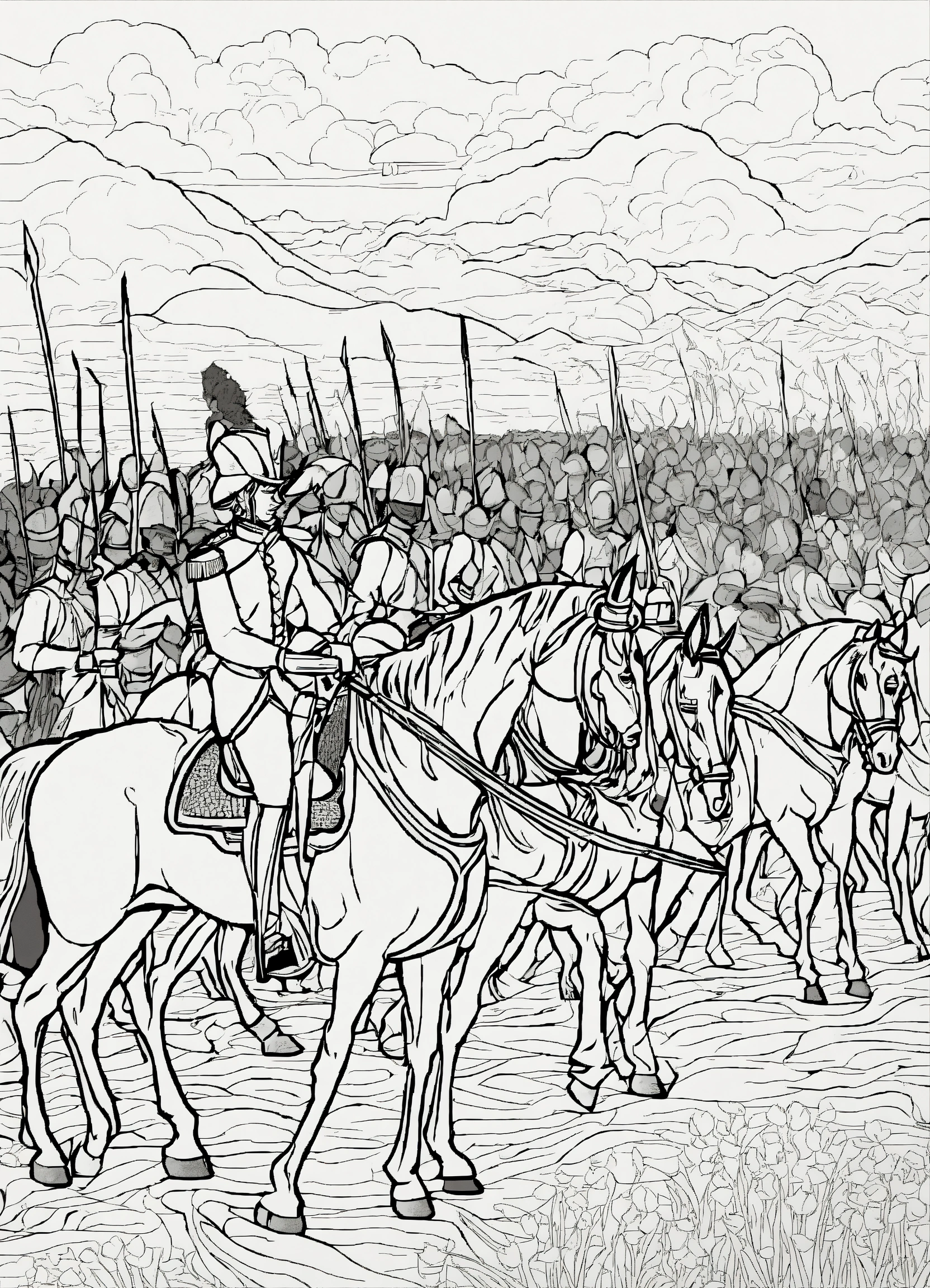 Lexica - A coloring page of battle of waterloo (masterpiece), (coloring ...