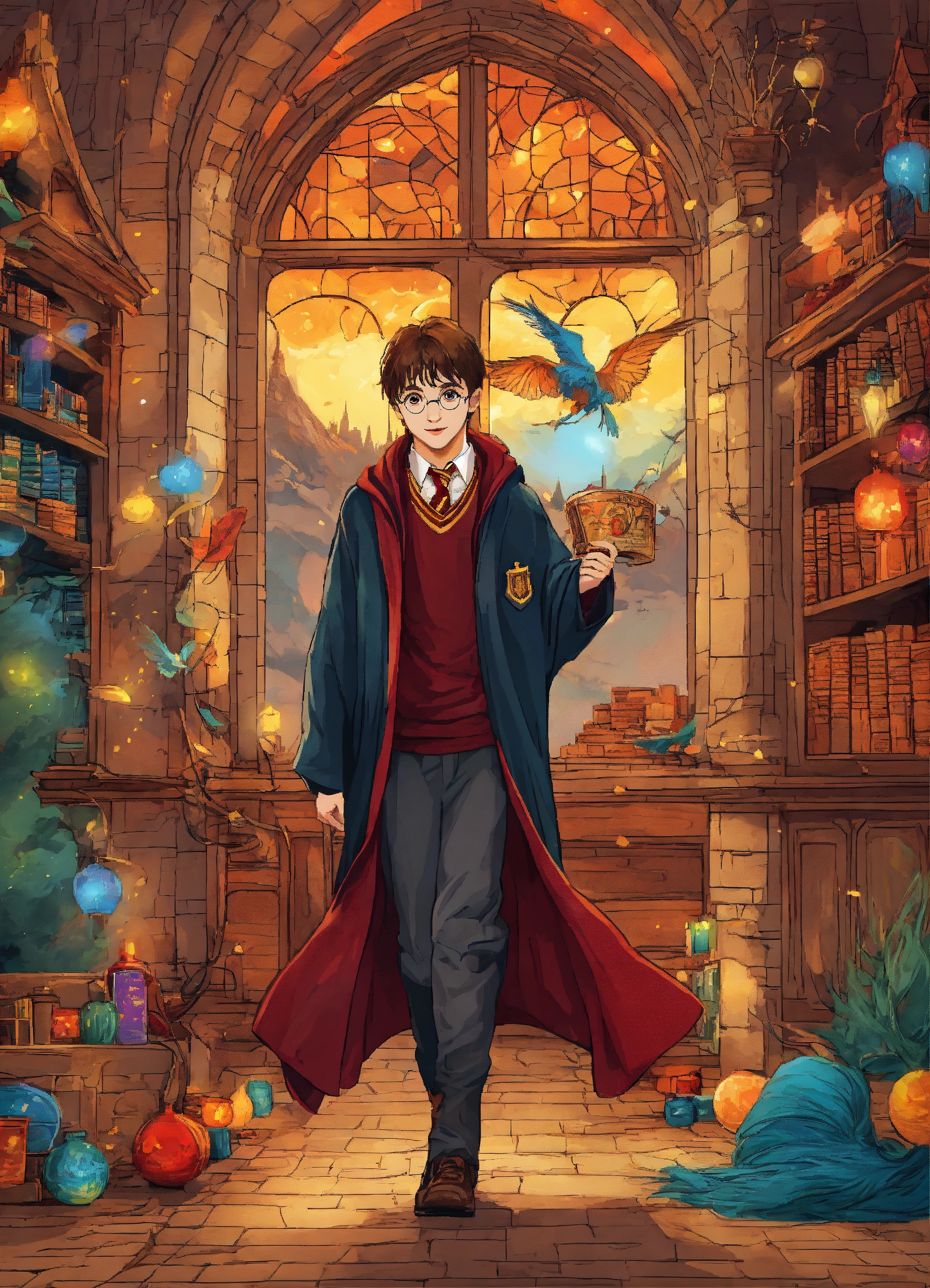 Lexica - Vector art ready to print colorful illustration, harry potter ...