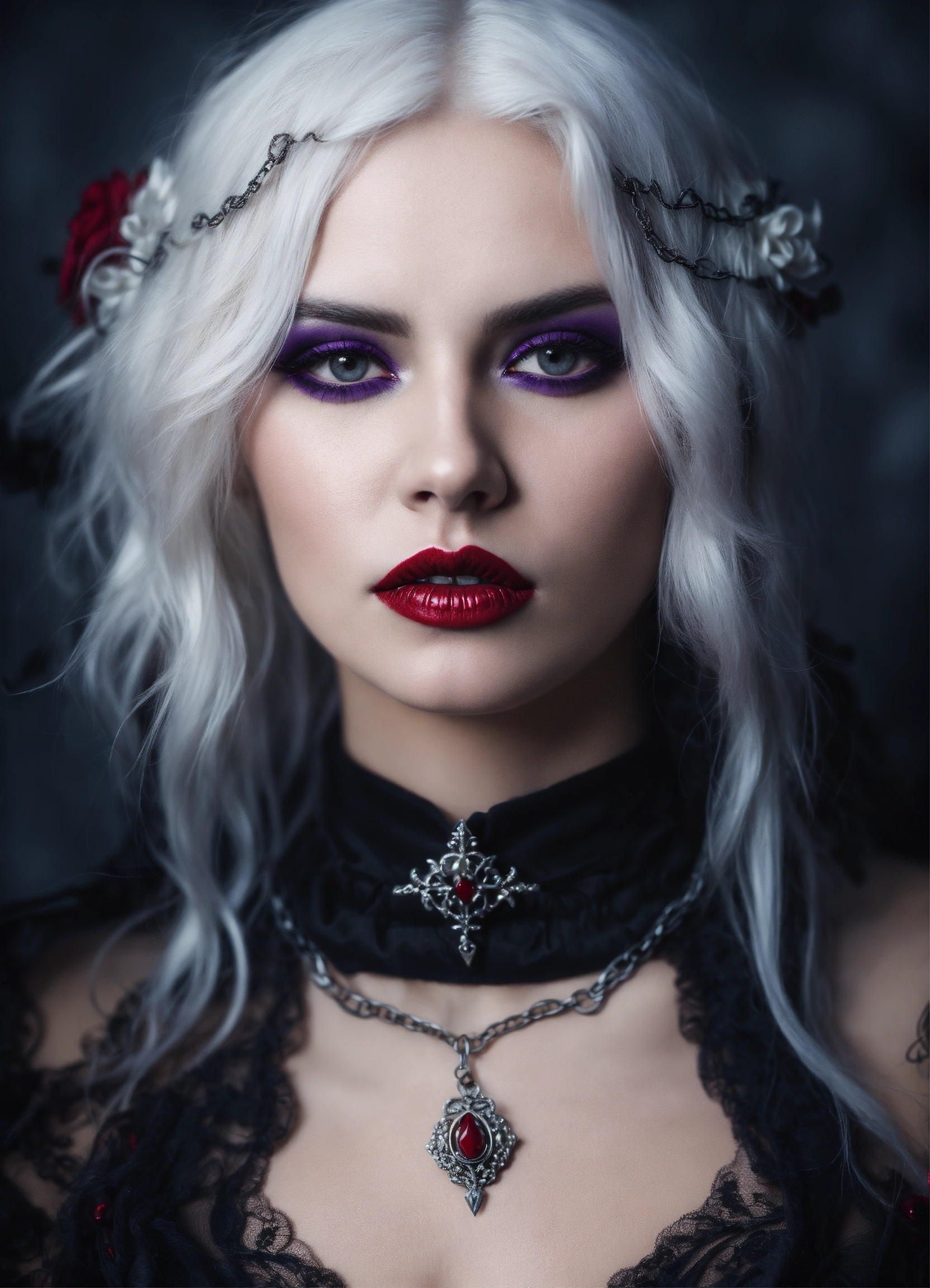 Lexica - Photo quality portrait of white haired beauty as a gothic ...