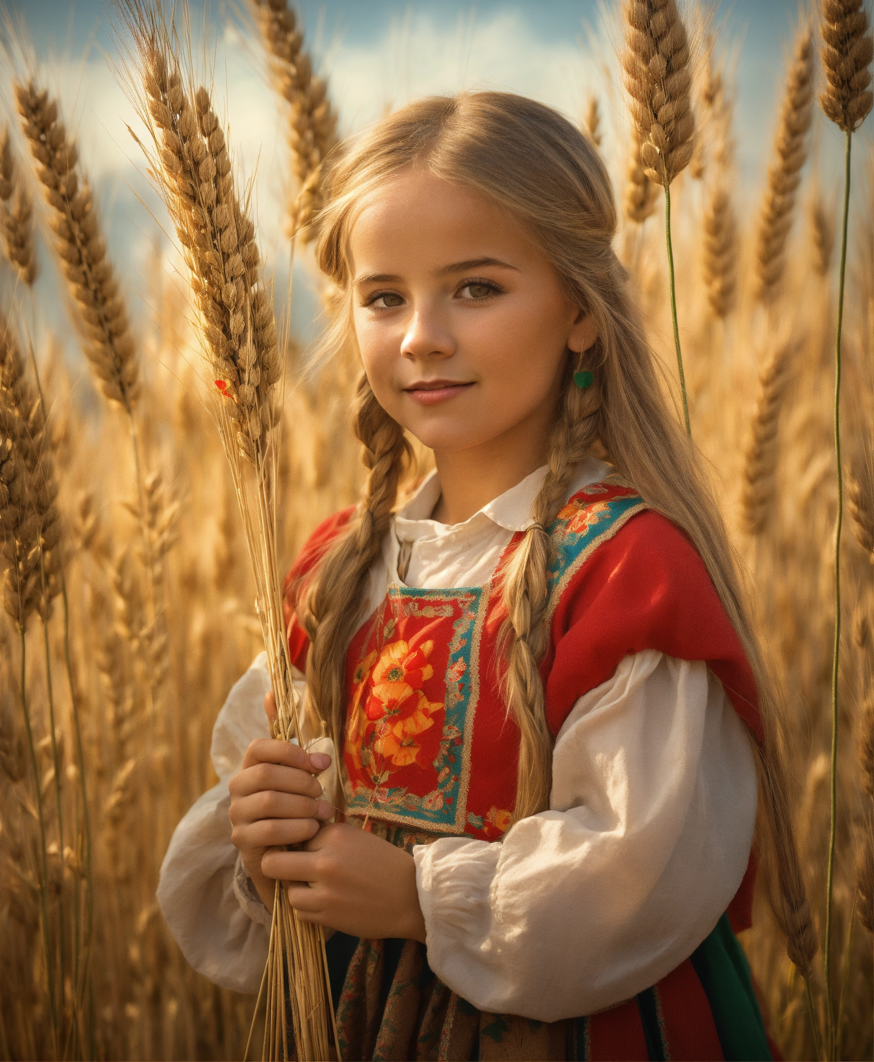 Lexica - Poor Happy Italian Little Girl With Blonde Long Hair Eating ...