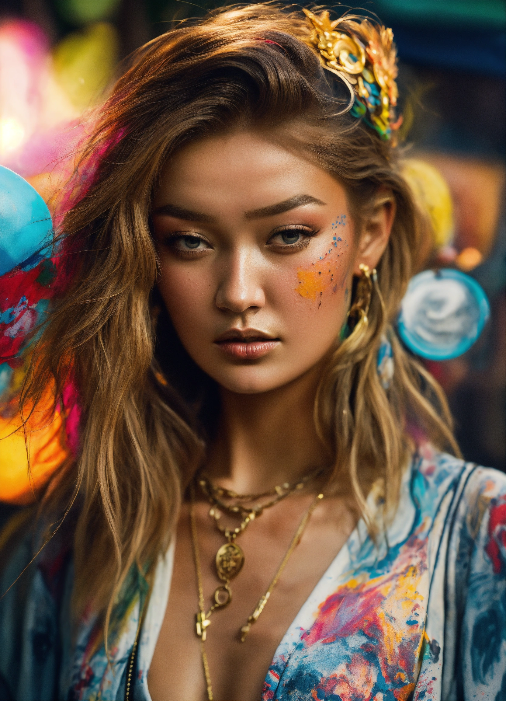 Lexica - A painting style of "Gigi Hadid" in behance hd, cmyk portrait ...