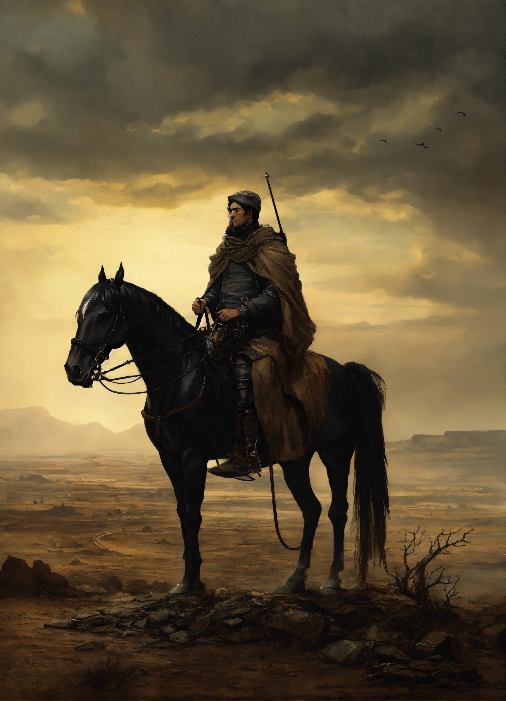 Lexica - Depict the horseman on a black steed, holding a pair of scales ...