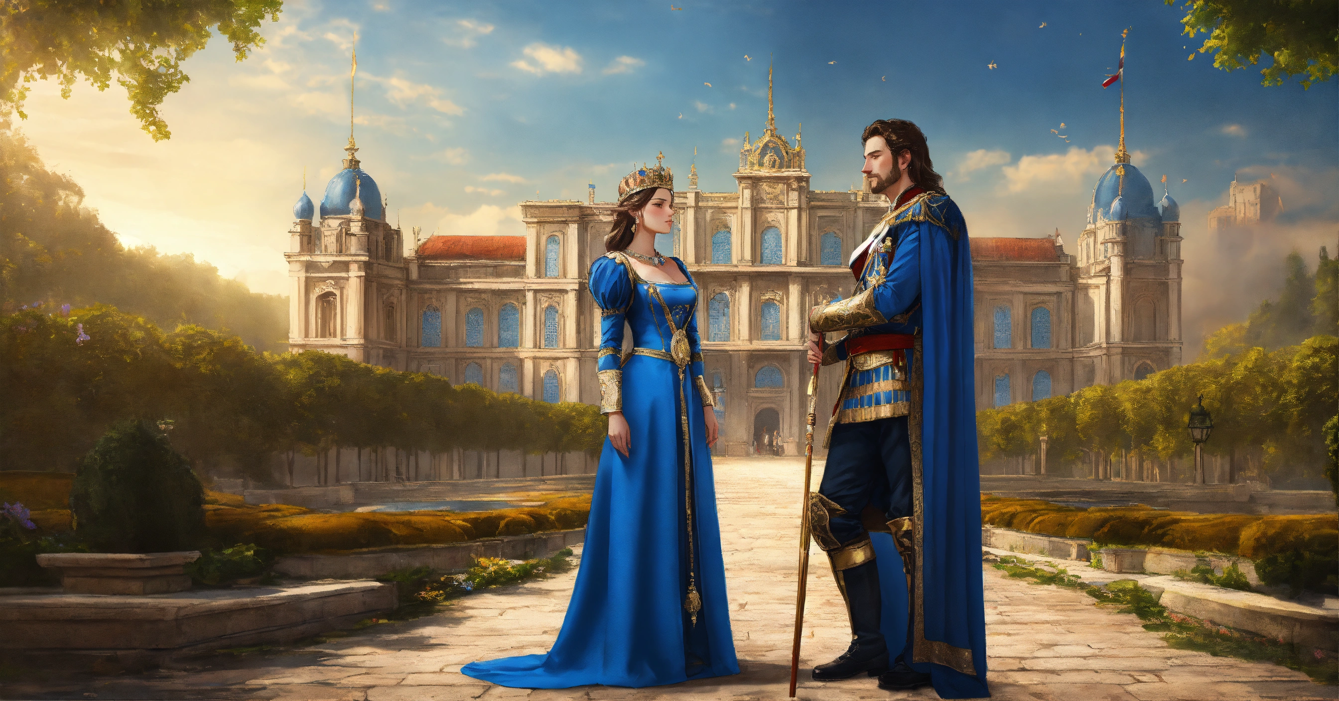 Lexica - Ancient prince and Queen European , wear blue costume ...