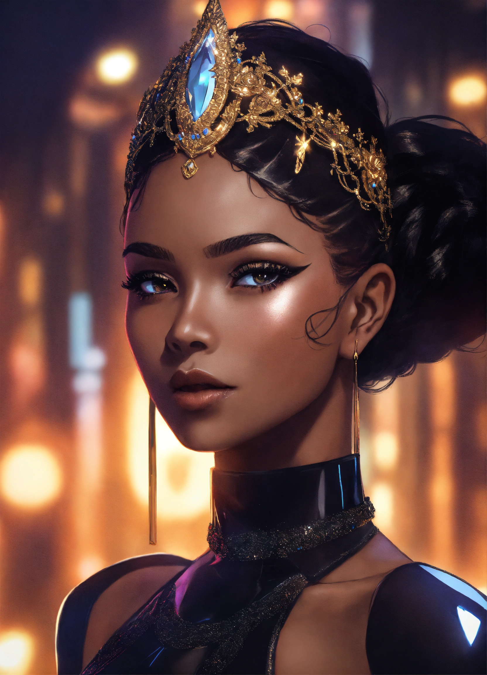 Lexica - Anime, cartoon, A tan skin dominican female all black sleek ...