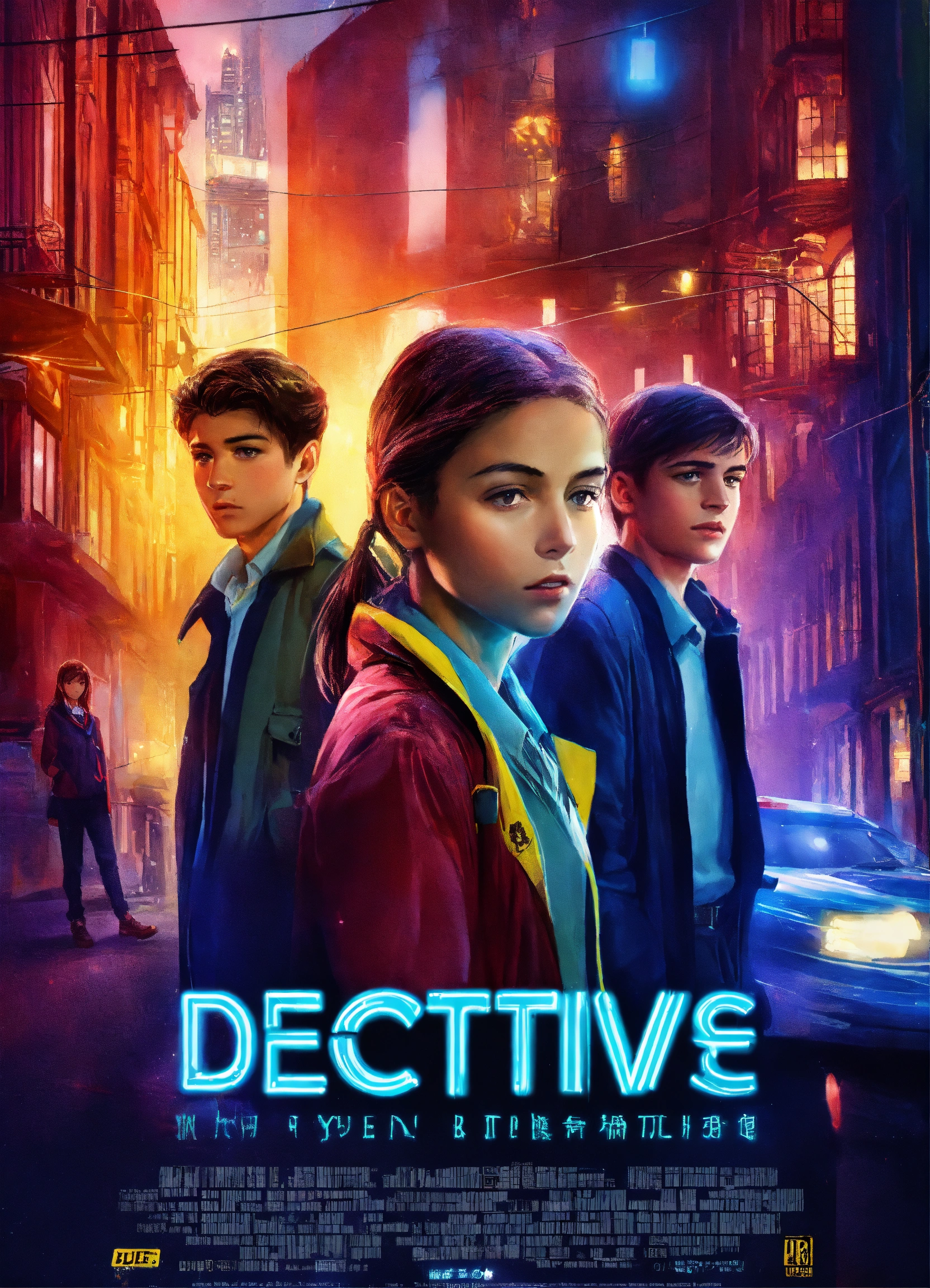 Lexica - Estilo portada de película de detectives, cuatro adolescentes ...