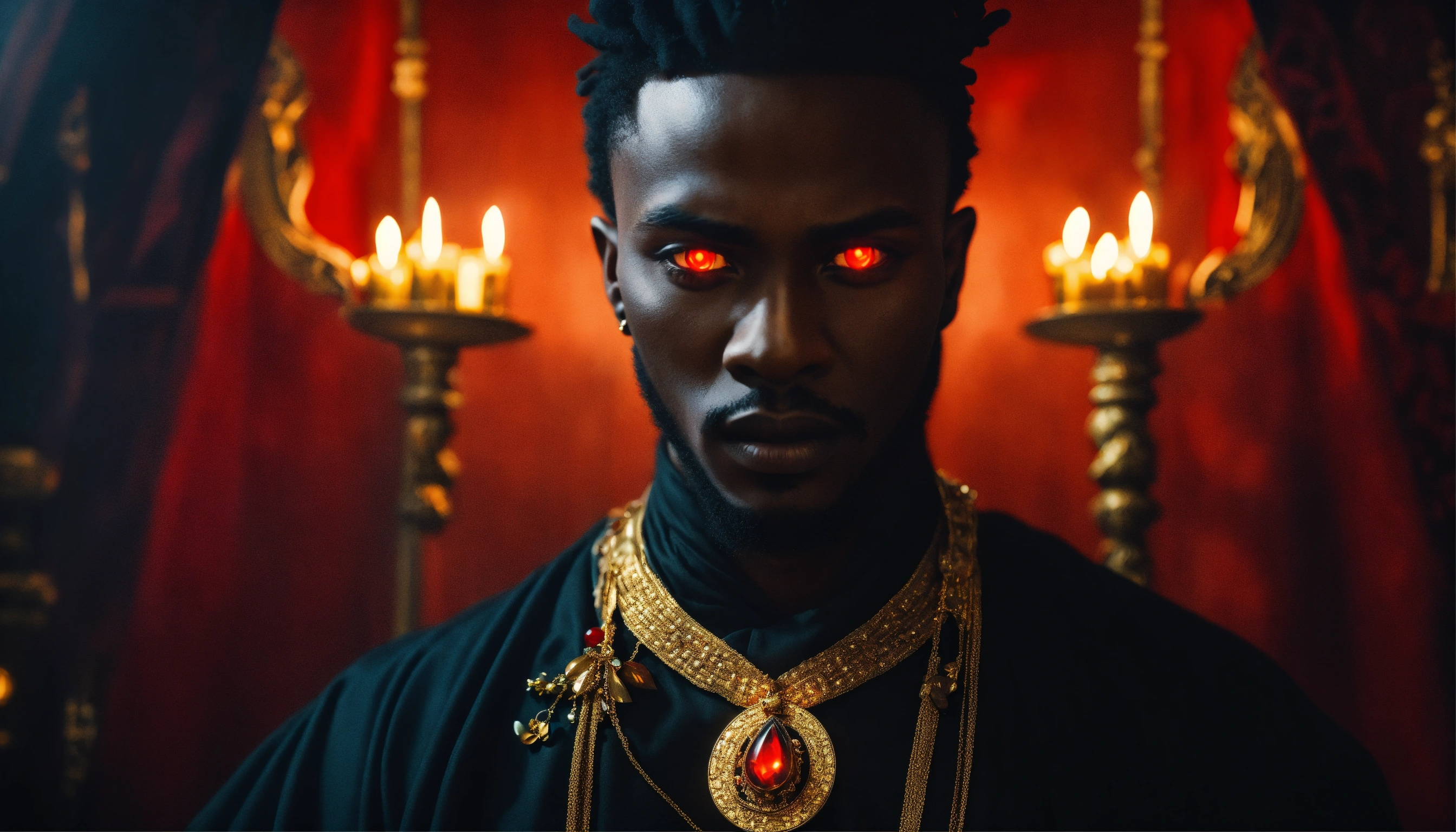Lexica - Sinister and dramatic portrait of a young handsome African ...