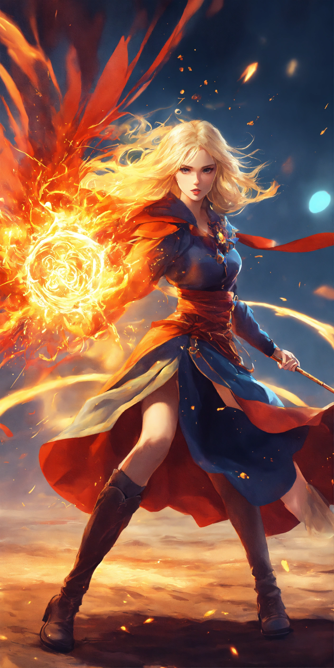Lexica - Beautiful blond witch fighting deamon, magical explosion of ...