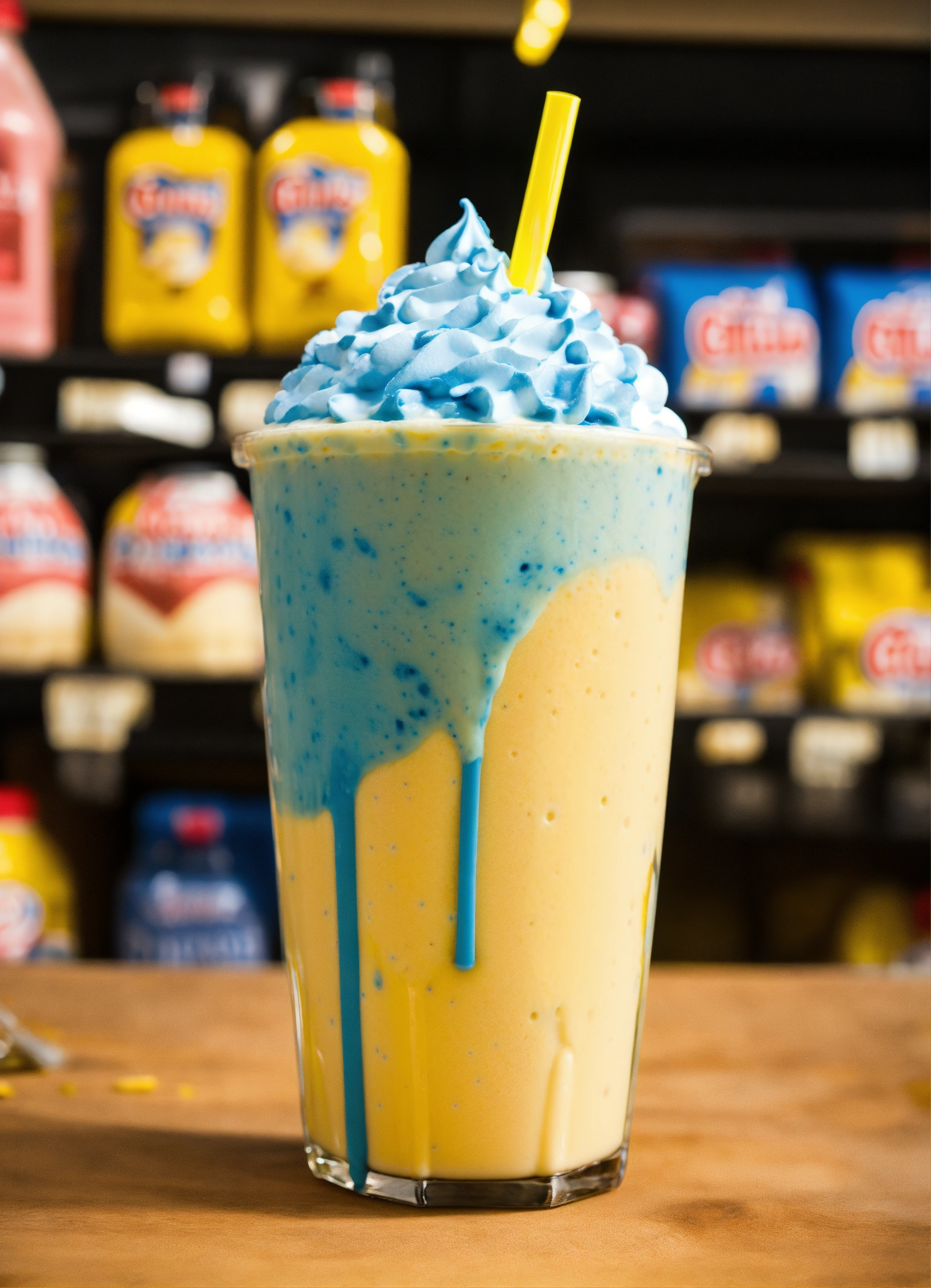 Lexica - Costco store as a milkshake drink blue and yellow colors in ...