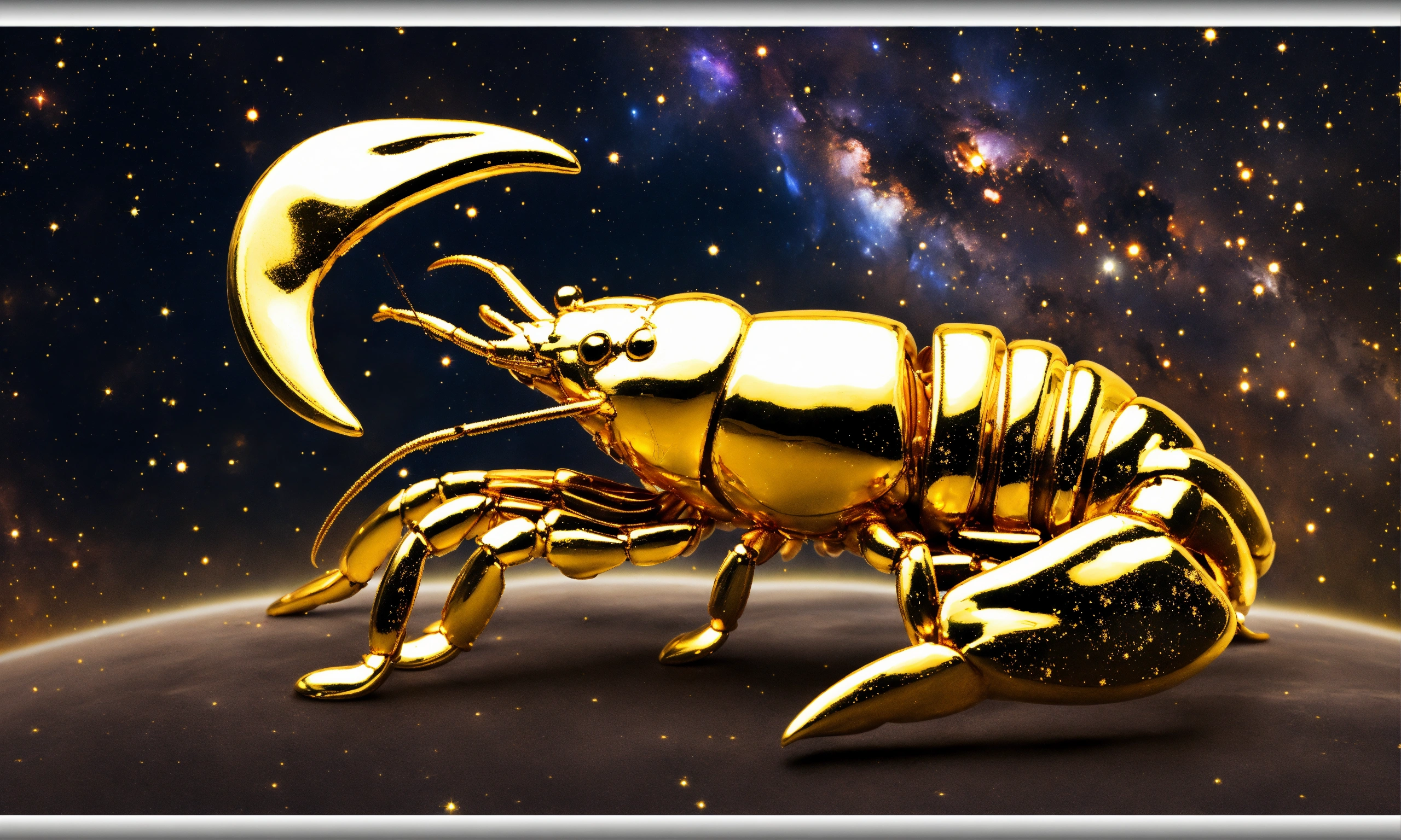 Lexica - Gold and white lobster statue, zodiac sign, white, gold ...