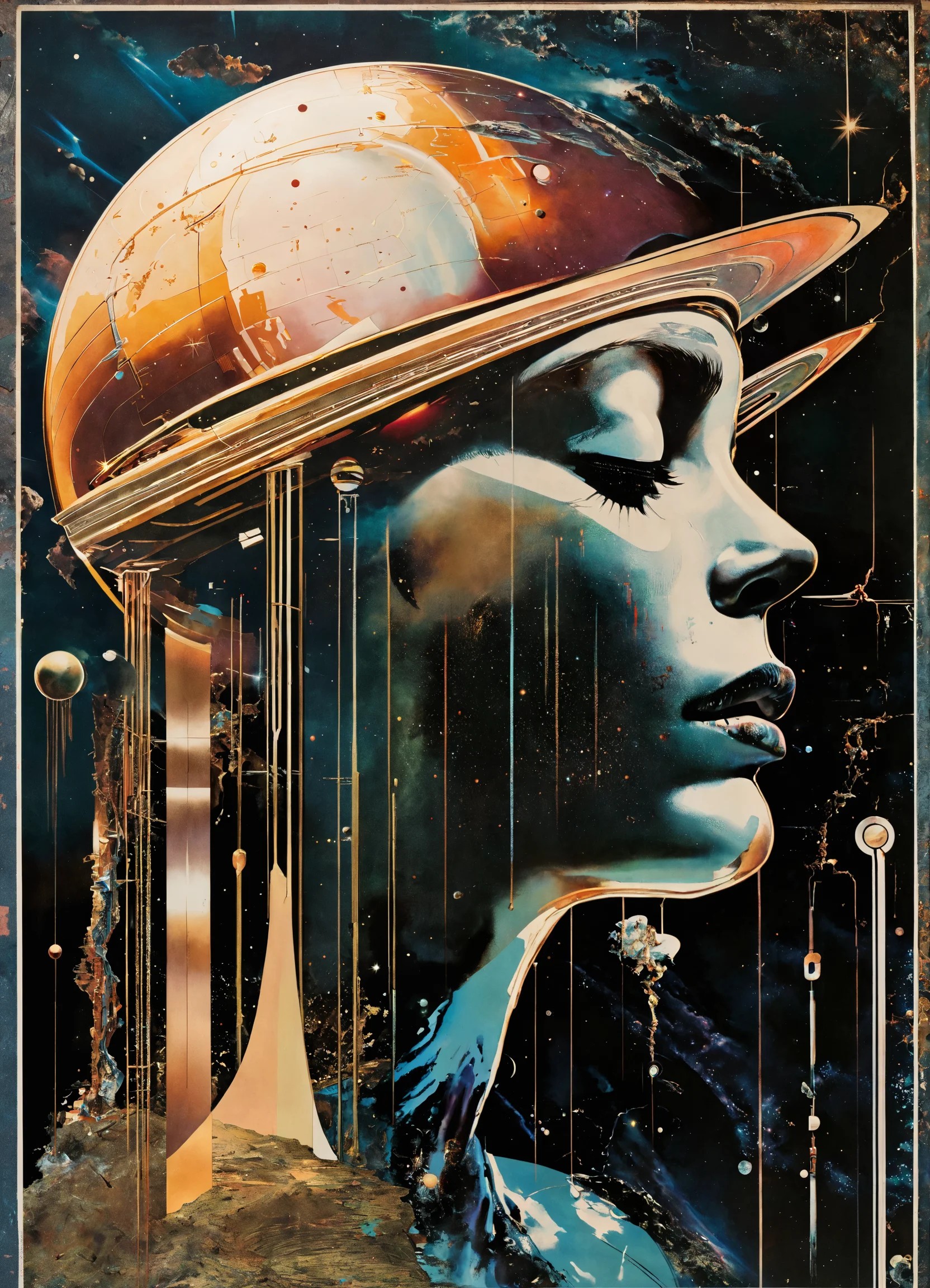 Lexica - Metallic shades vintage Futurist, Astrological poster, A ...