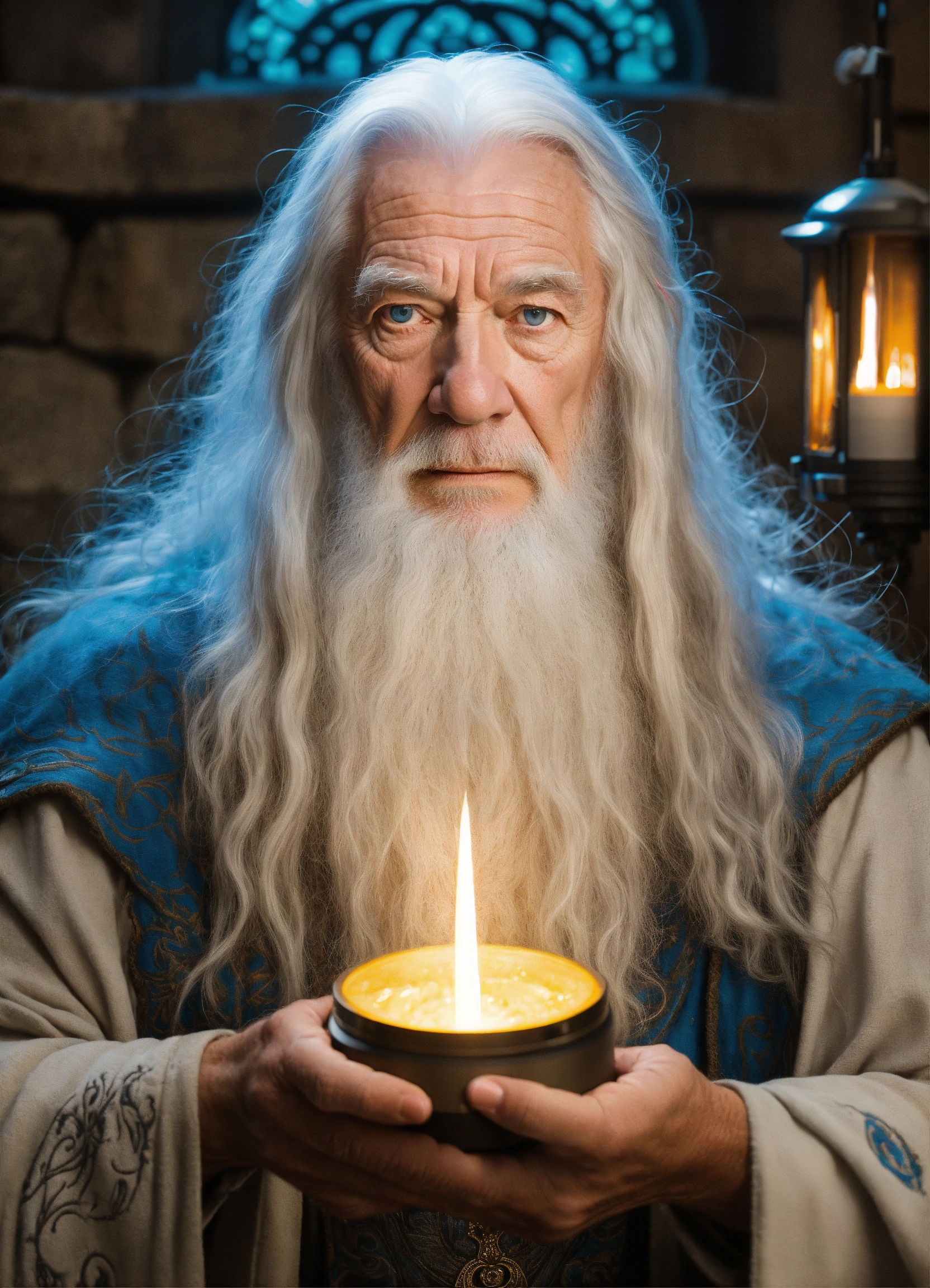 Lexica An Old White Man From The Shire With White Hair And Bright