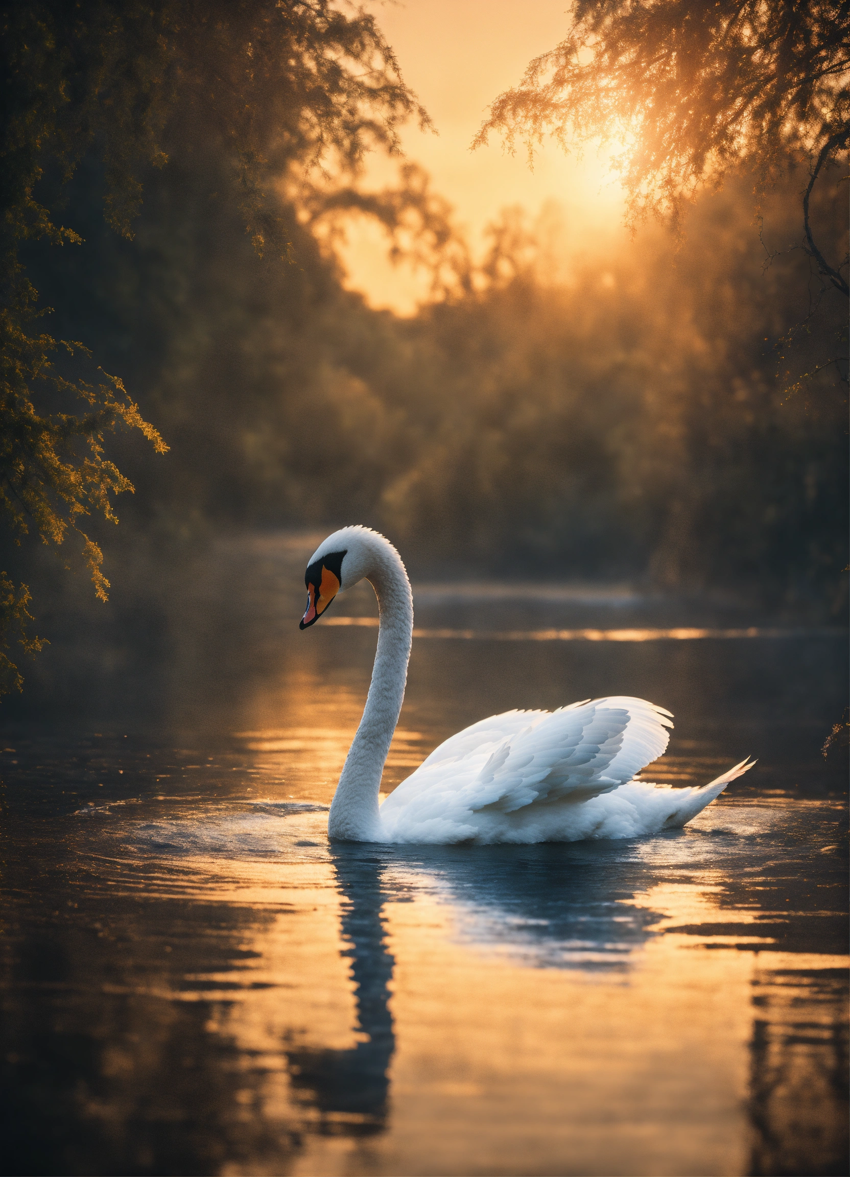 Lexica - An epic fantasy scene featuring a flying swan, highly-detailed ...