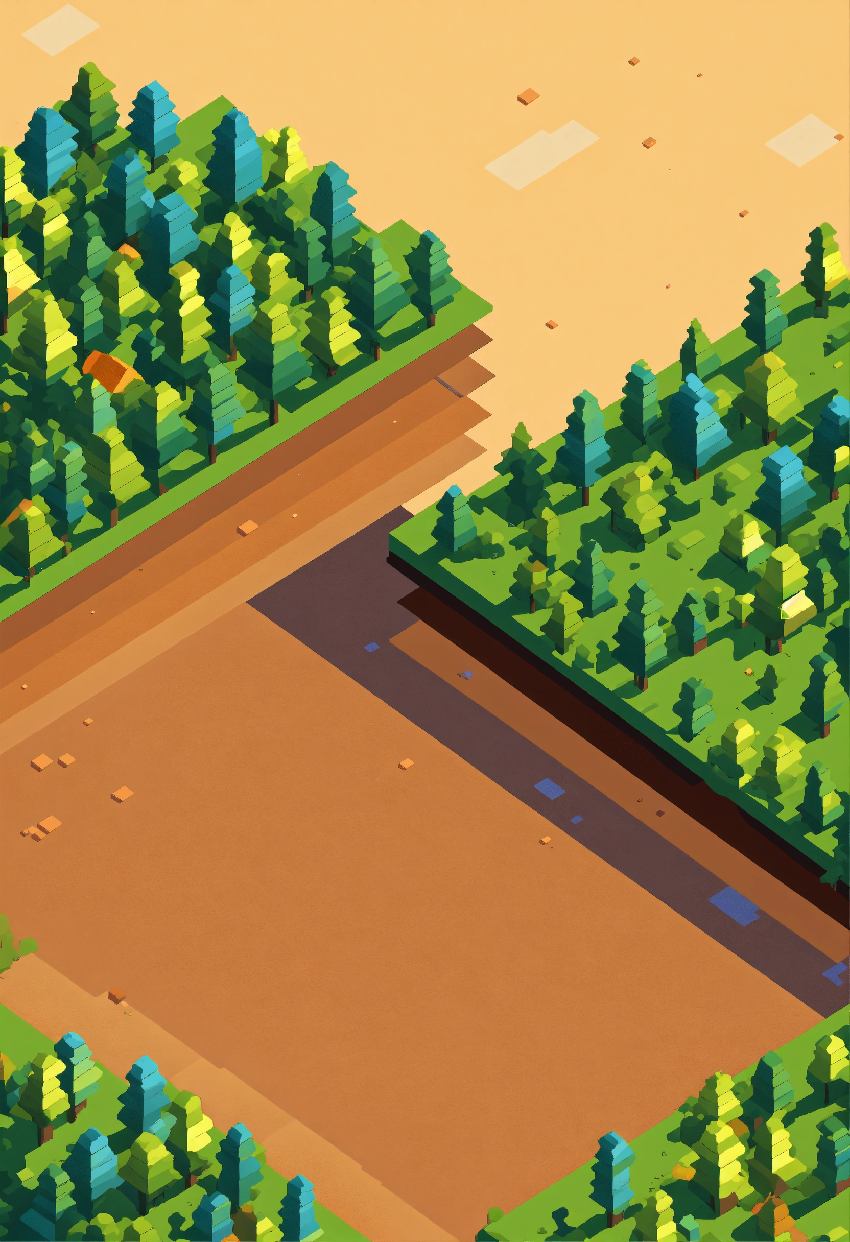 Lexica - Simple blocky pixel 2d isometric flat brown empty plain flat ...
