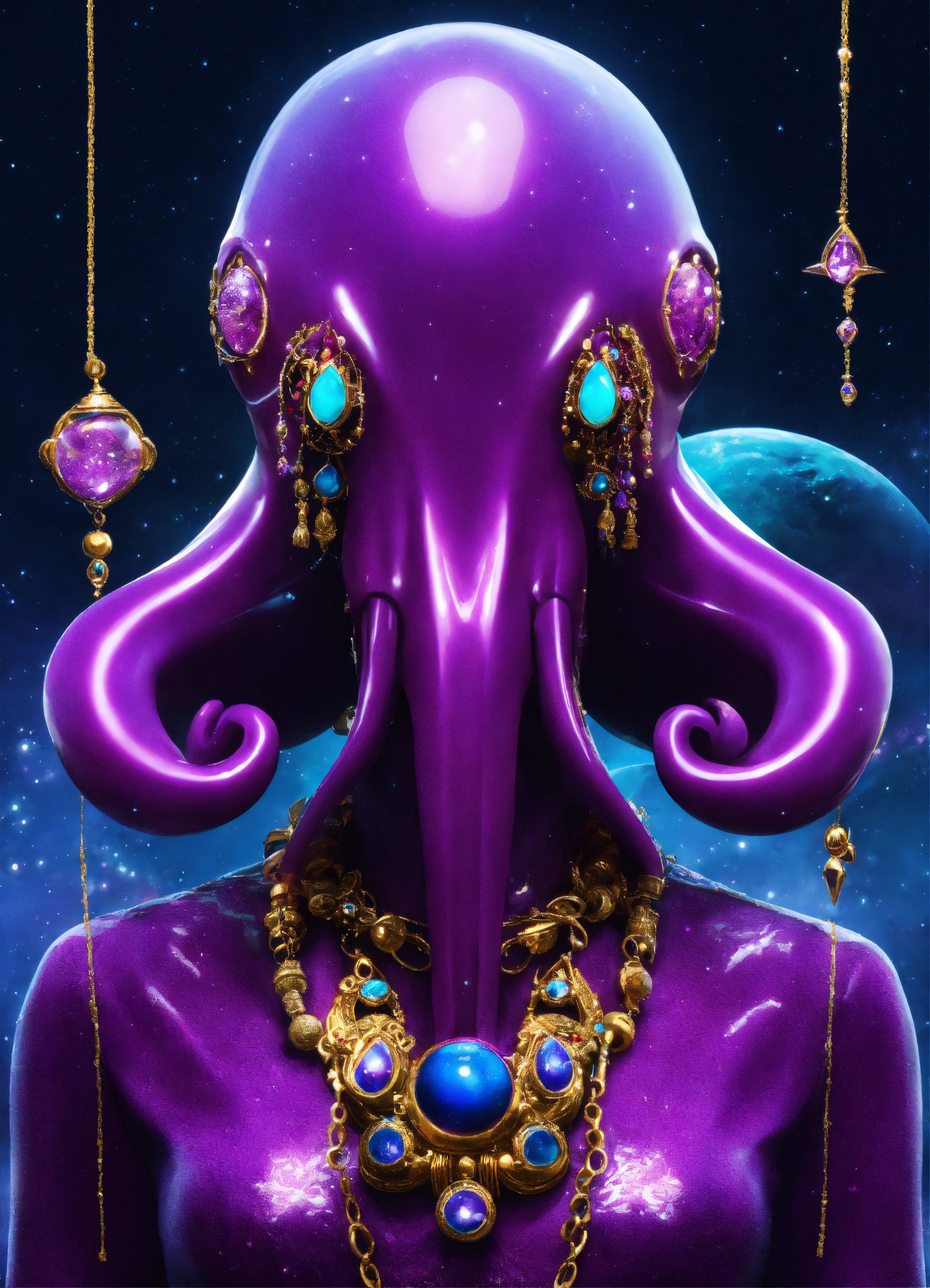 Lexica - Purple psychic space squid with jewelry
