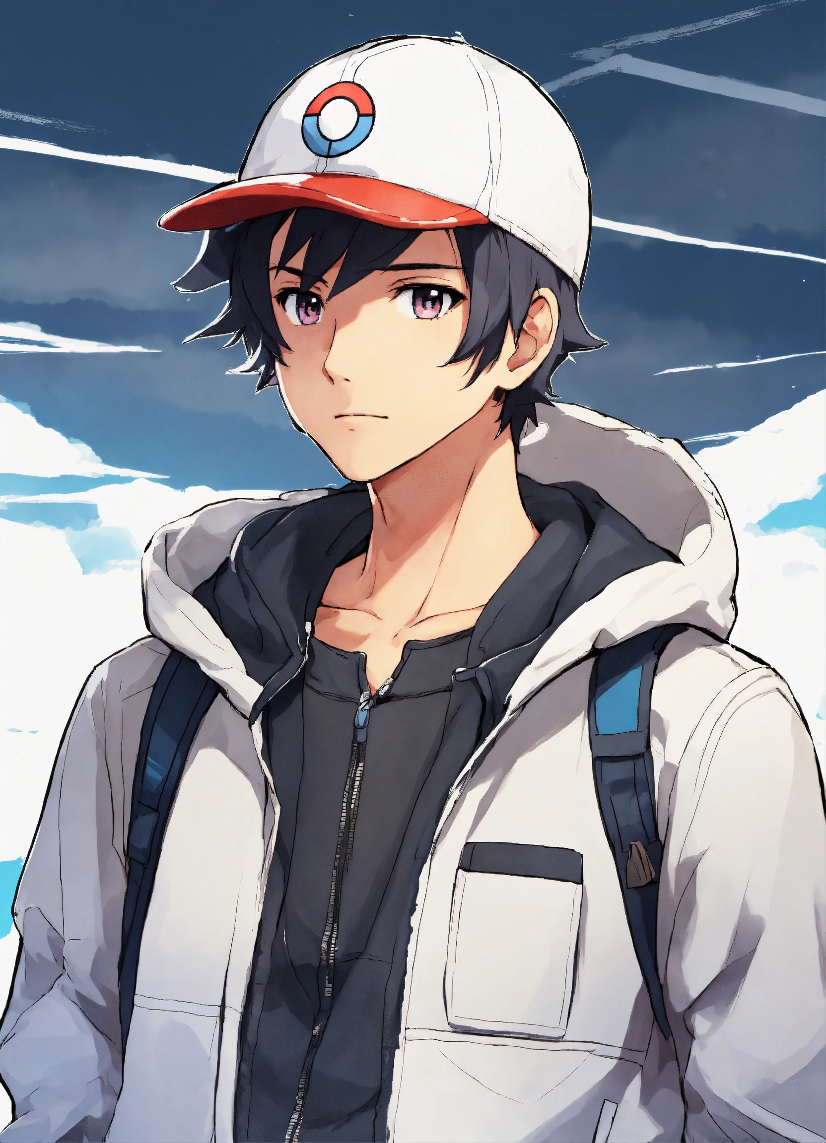 Lexica - Anime style, young male protagonist of a pokemon game, white ...