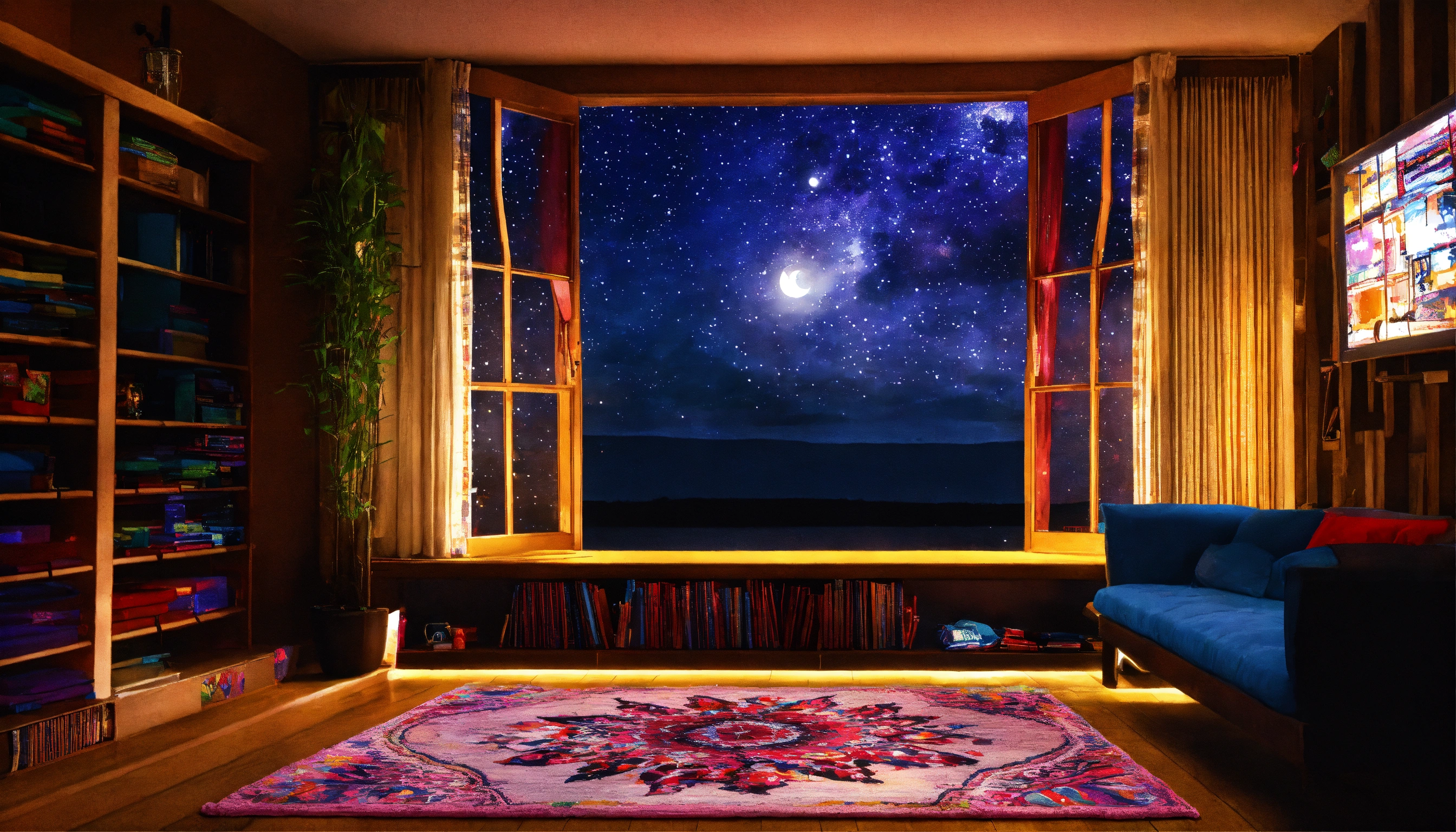 Lexica - Night star dark wood living room comfy rug fully tye dye ...