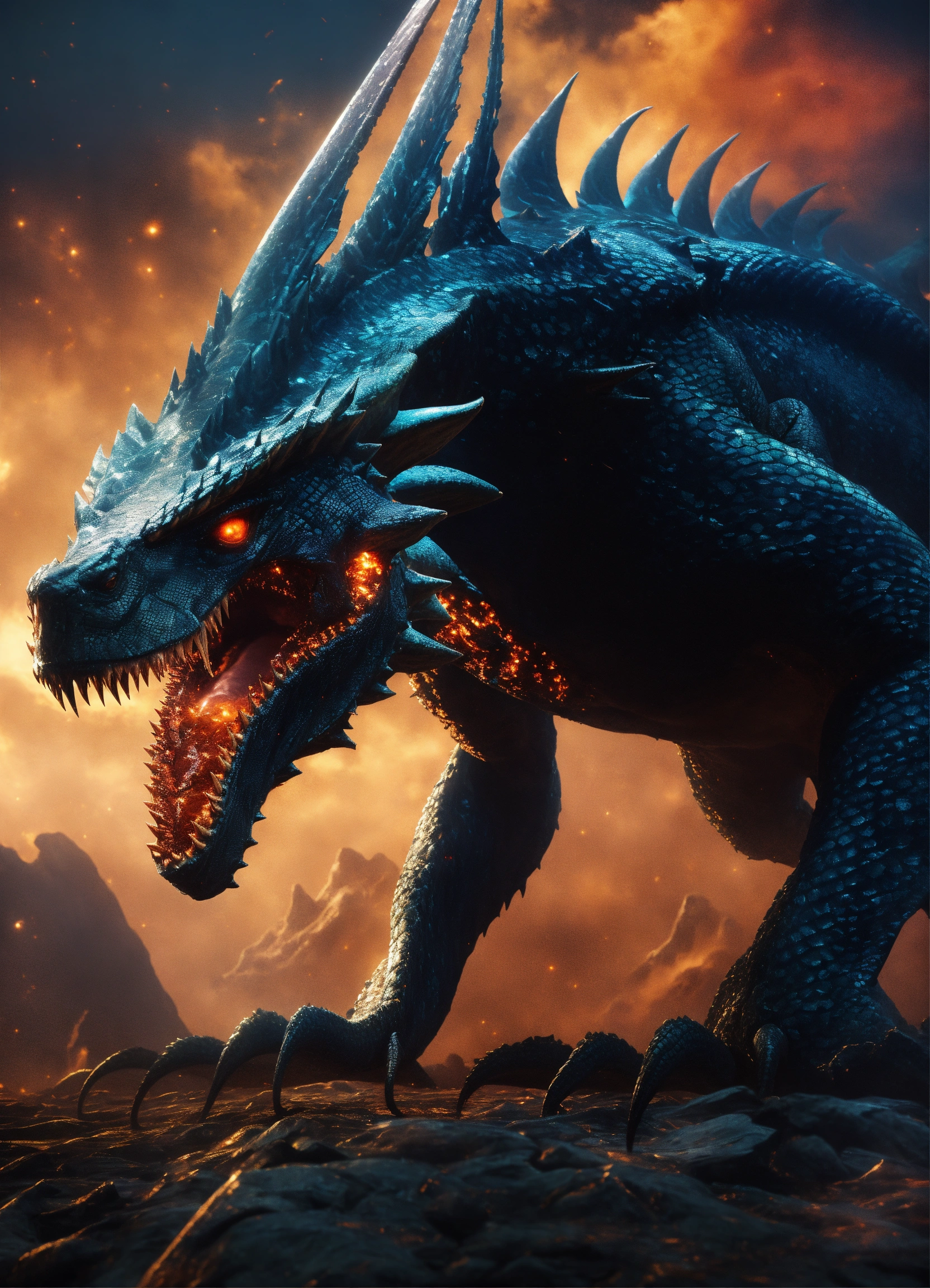 Lexica - A gigantic mythical reptile. It has dark obsidian scales. It ...