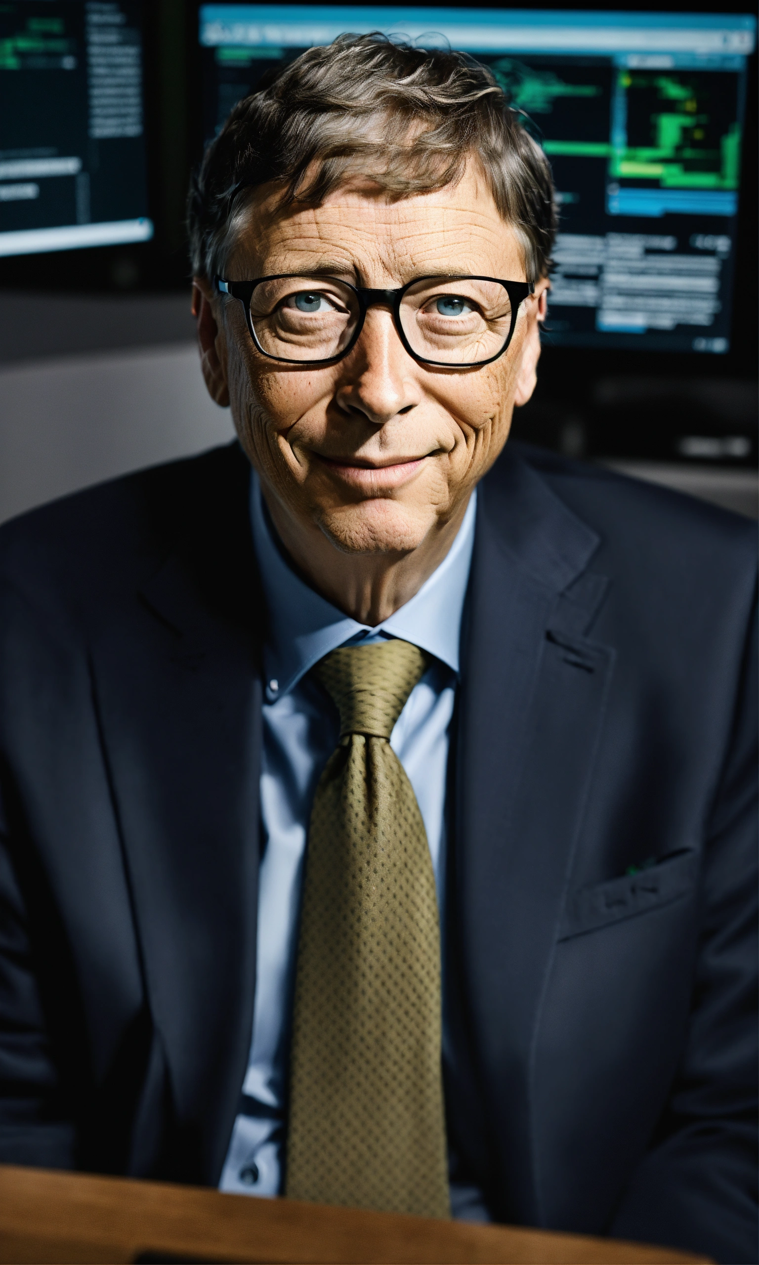 Lexica - Image of bill gates, on Microsoft premises, facing at camera ...