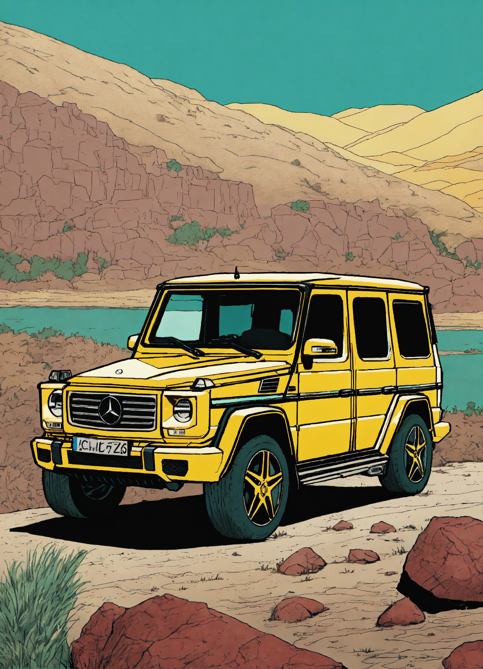 Lexica - Detailed pen and ink illustration of Mercedes-Benz G-Class, to ...