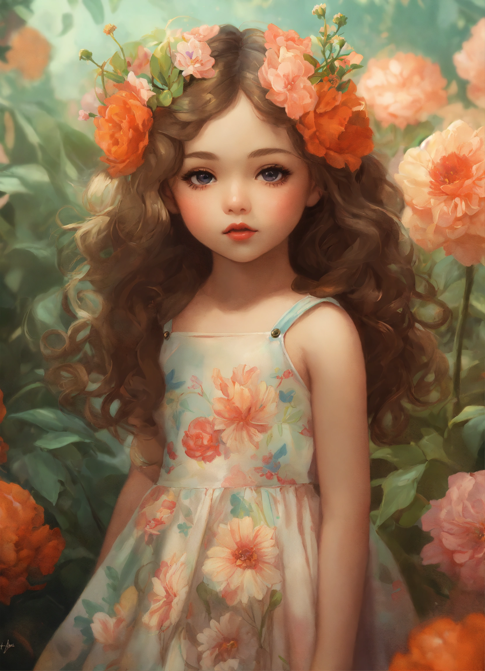 Lexica - Portrait of a cute chibi girl kewpie summer clothes, long ...
