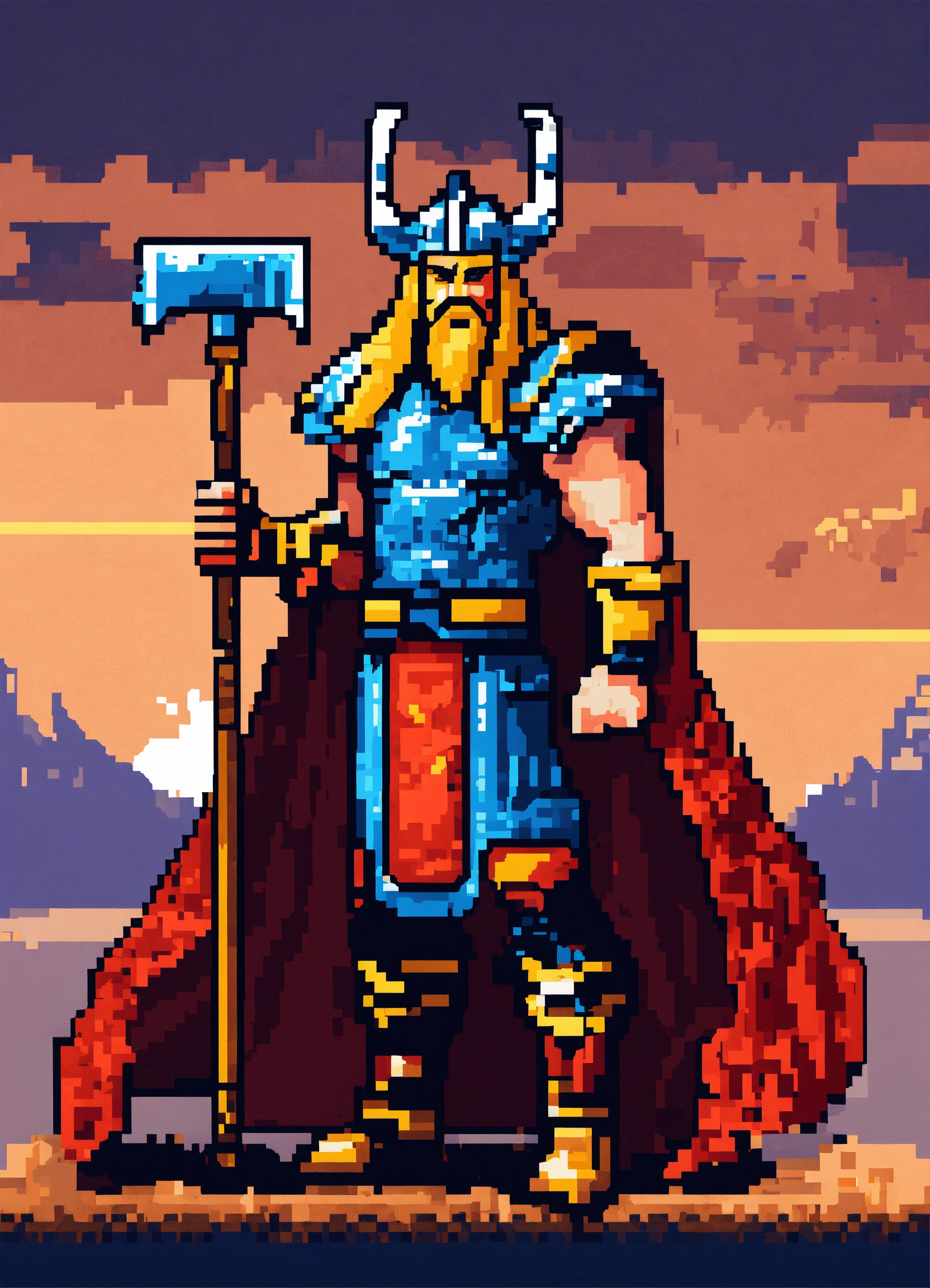 Lexica - Norse god thor, pixel art