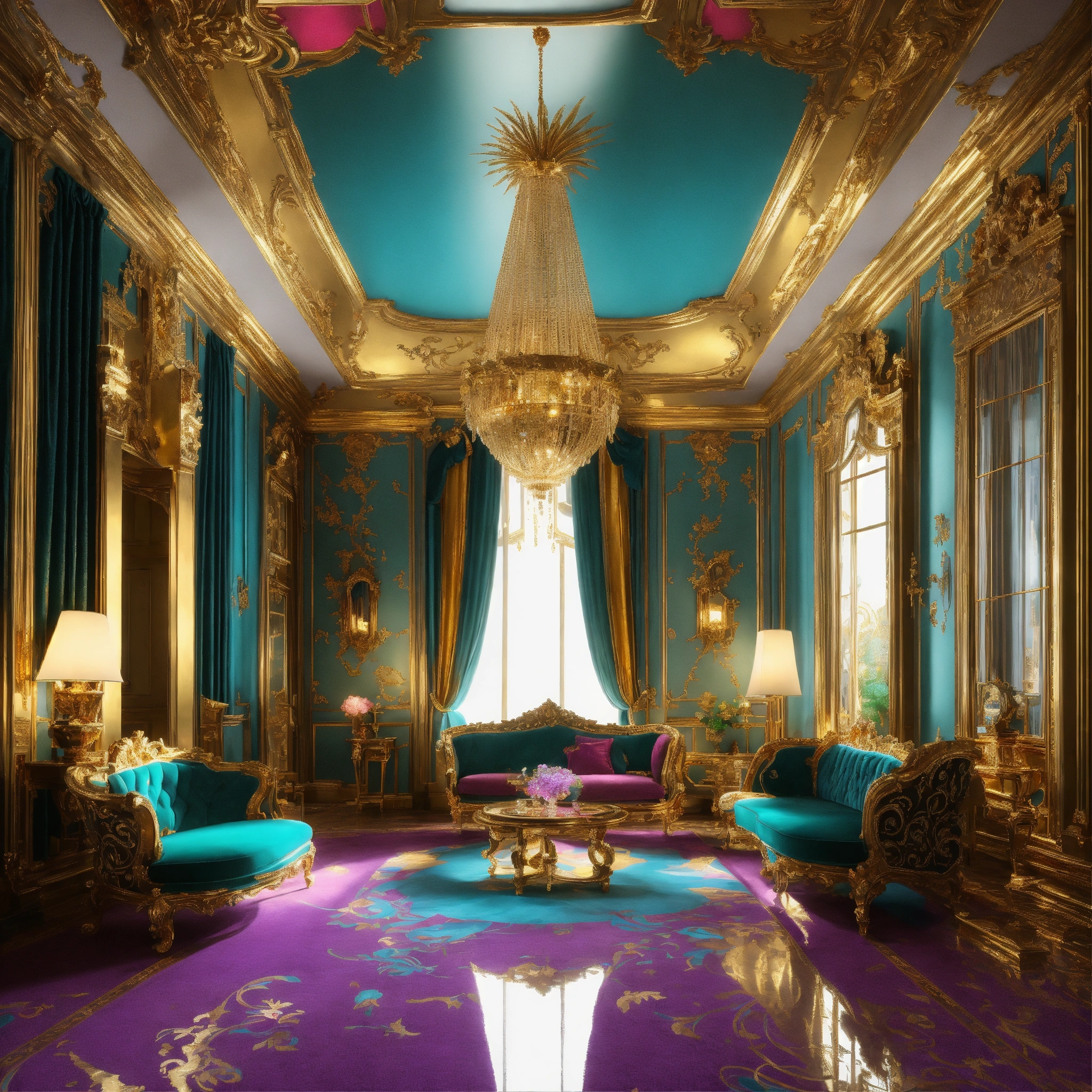 Lexica - Futuristic beautiful French mansion interior glamorous ...