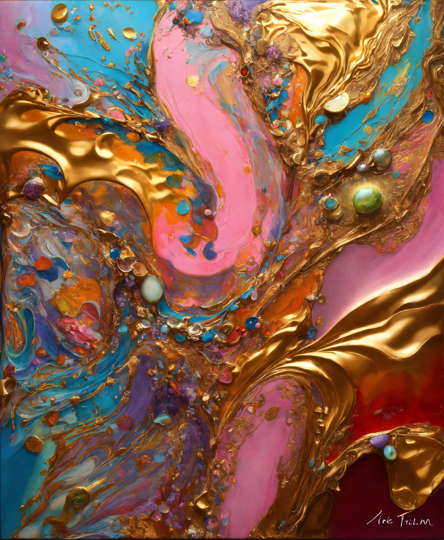 Lexica - Colorful abstract painting oil and water complex complicated ...